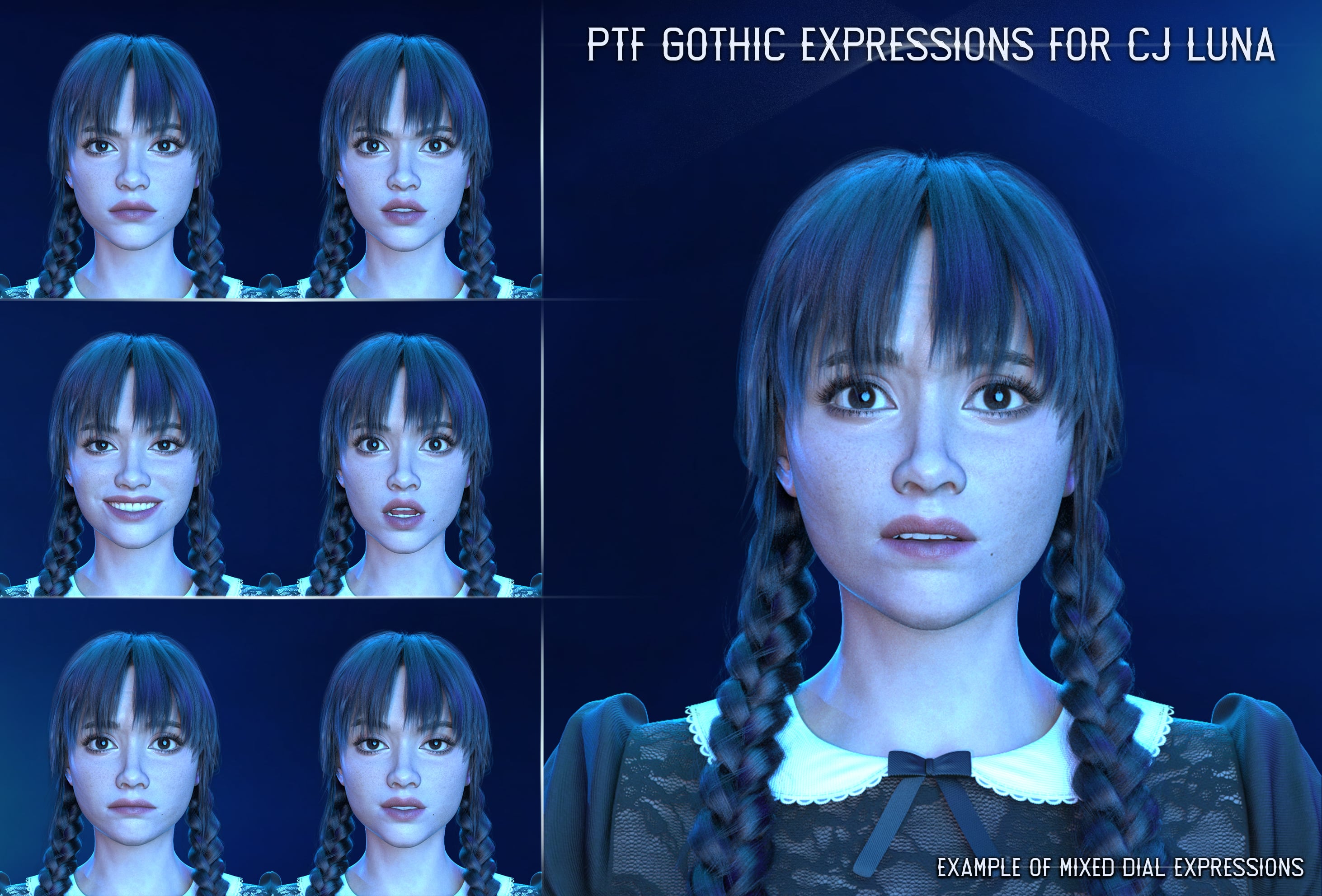 PTF Gothic Expressions for CJ Luna | Daz 3D