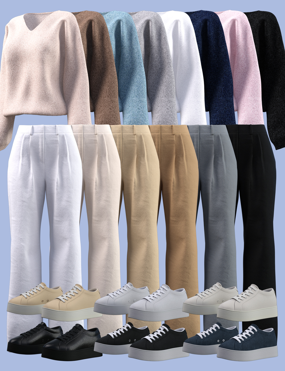 dForce HnC24 Loose Knit Sweater Outfit for Genesis 9 | Daz 3D