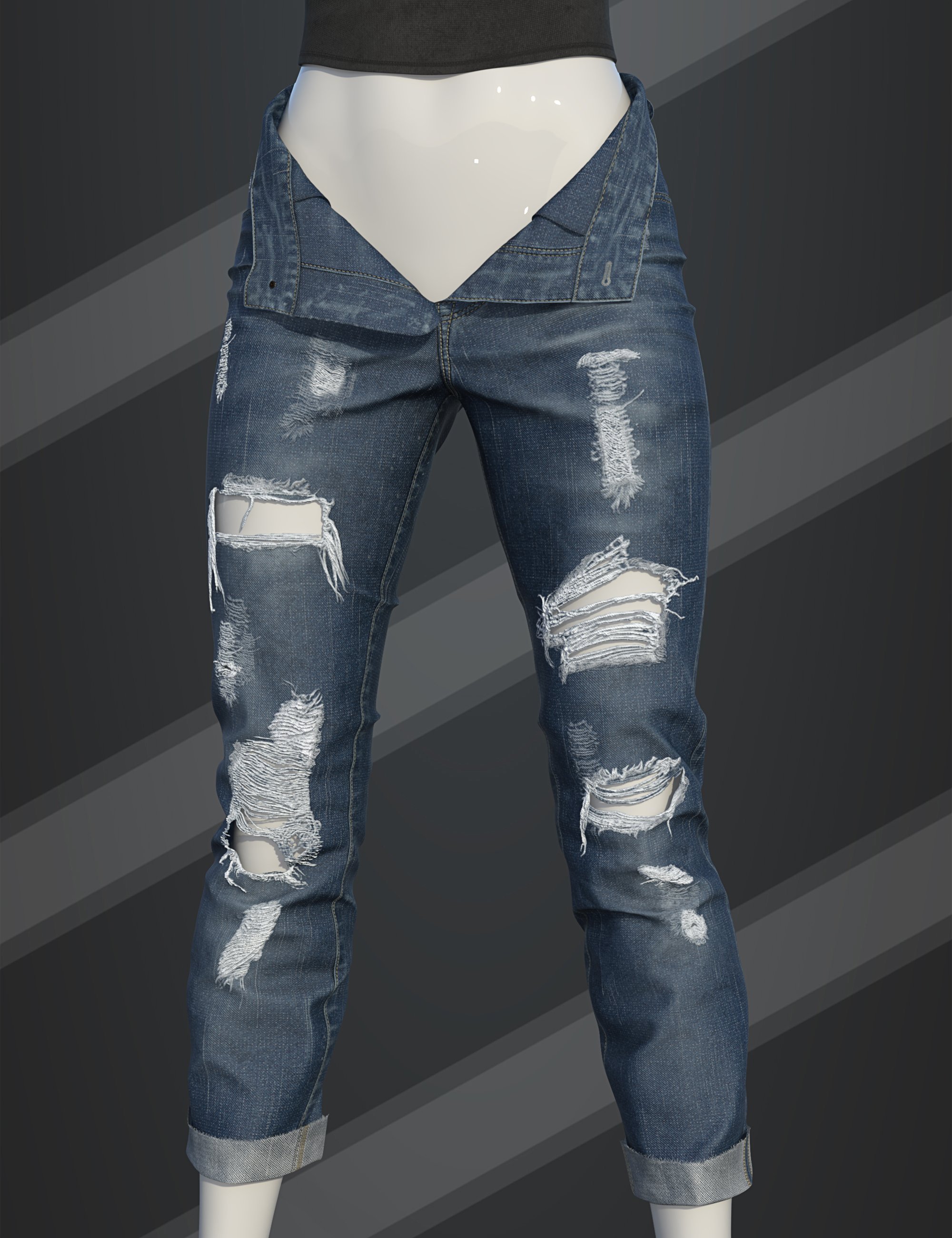 dForce SU Long Ripped Jeans for Genesis 9, 8.1, and 8 Female | Daz 3D