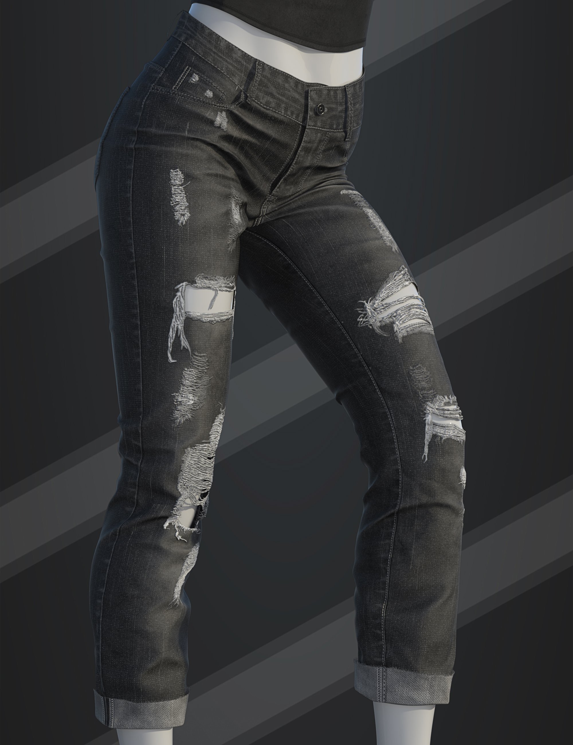 dForce SU Long Ripped Jeans for Genesis 9, 8.1, and 8 Female | Daz 3D