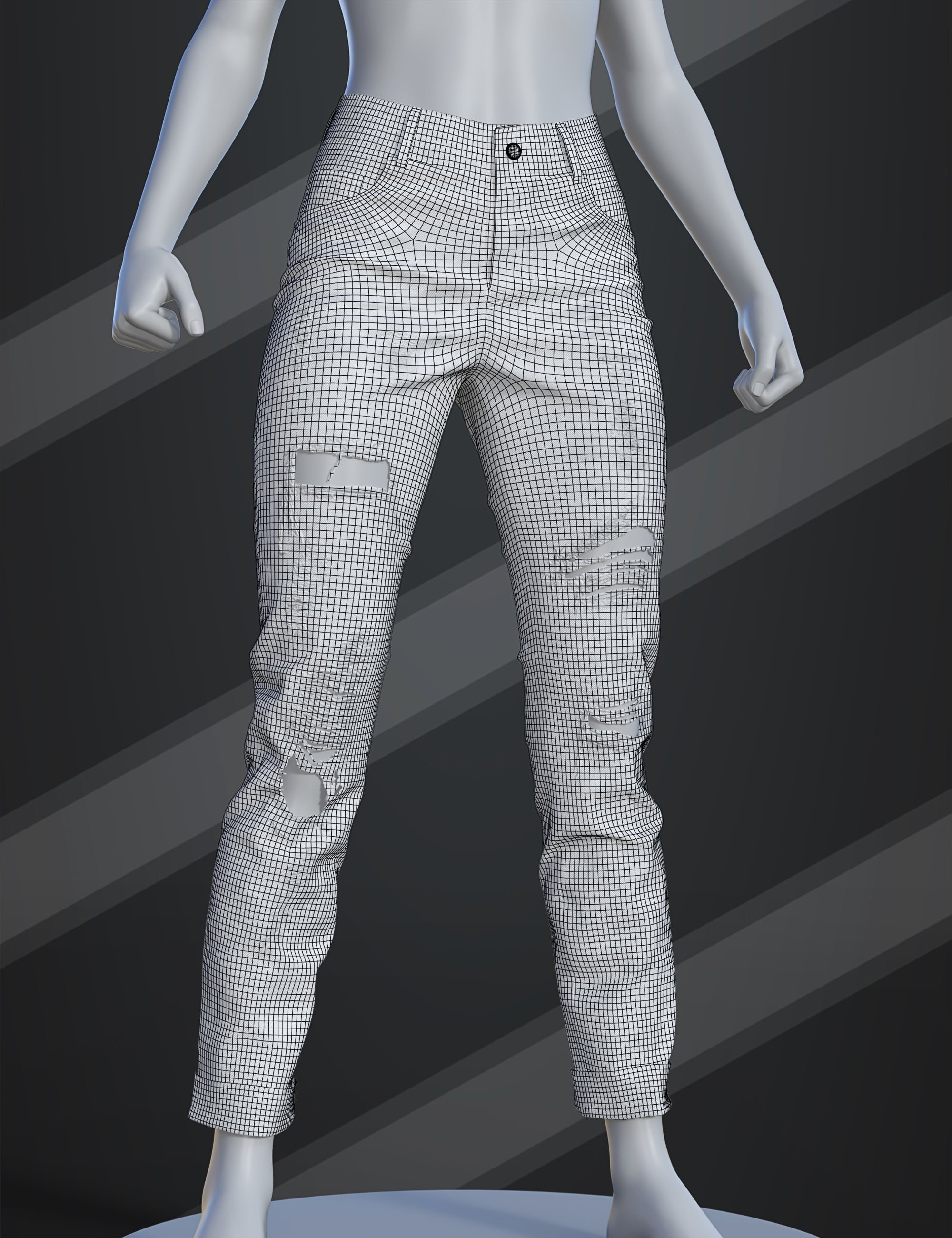 dForce SU Long Ripped Jeans for Genesis 9, 8.1, and 8 Female | Daz 3D