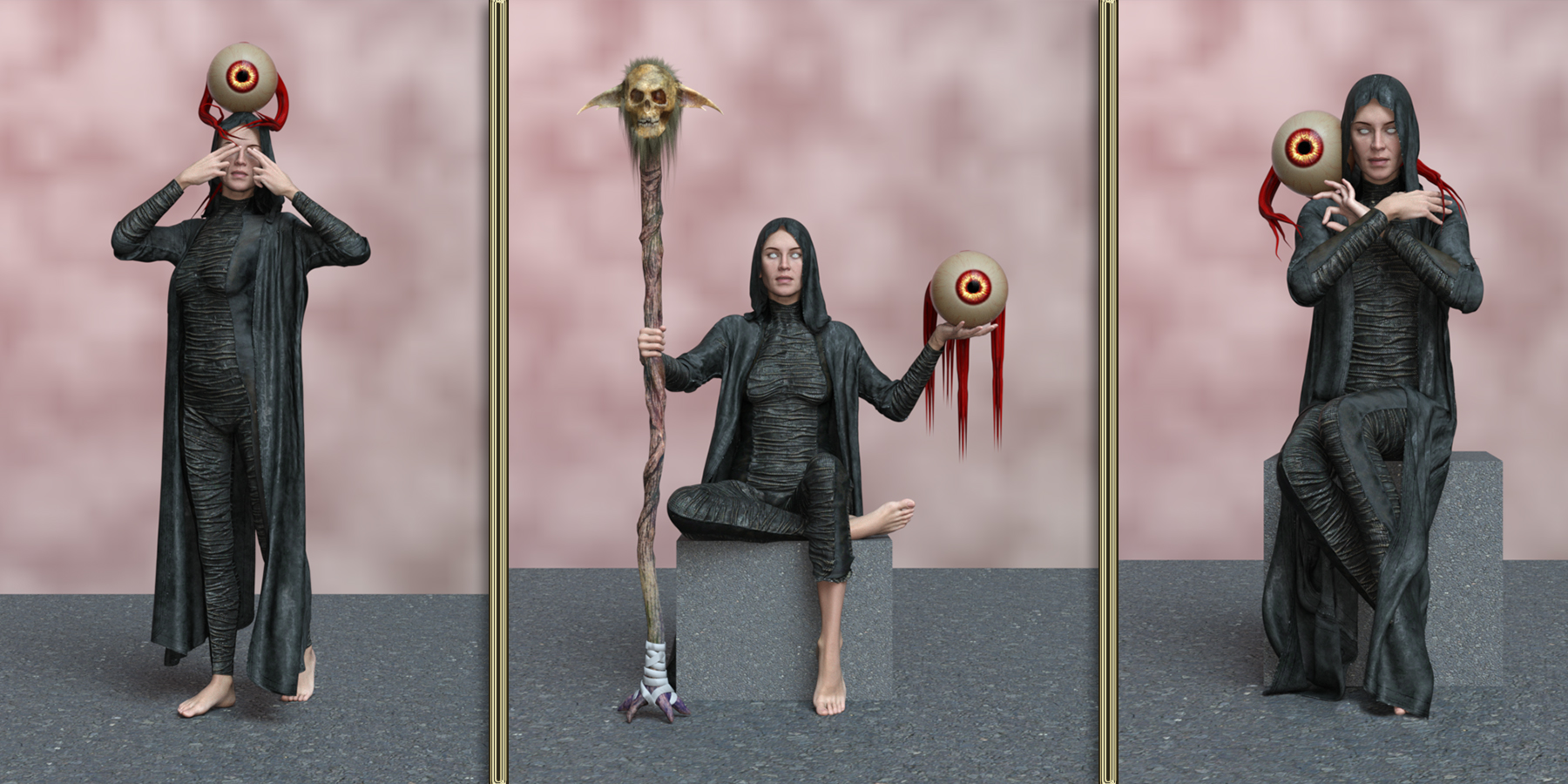 The Oracle Poses for Genesis 9 and FPE Floating Eye | Daz 3D