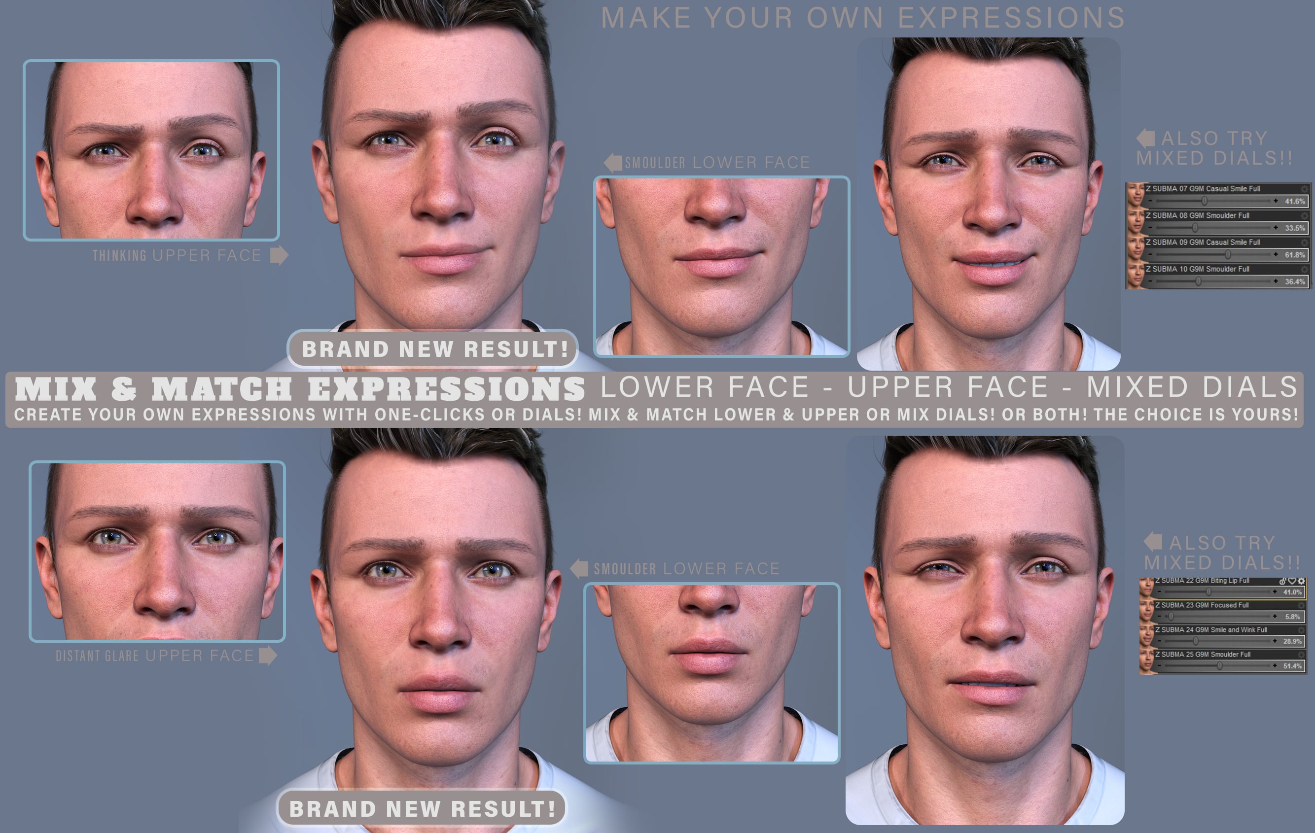 Z Subtle Manly Expressions for Genesis 9 | Daz 3D