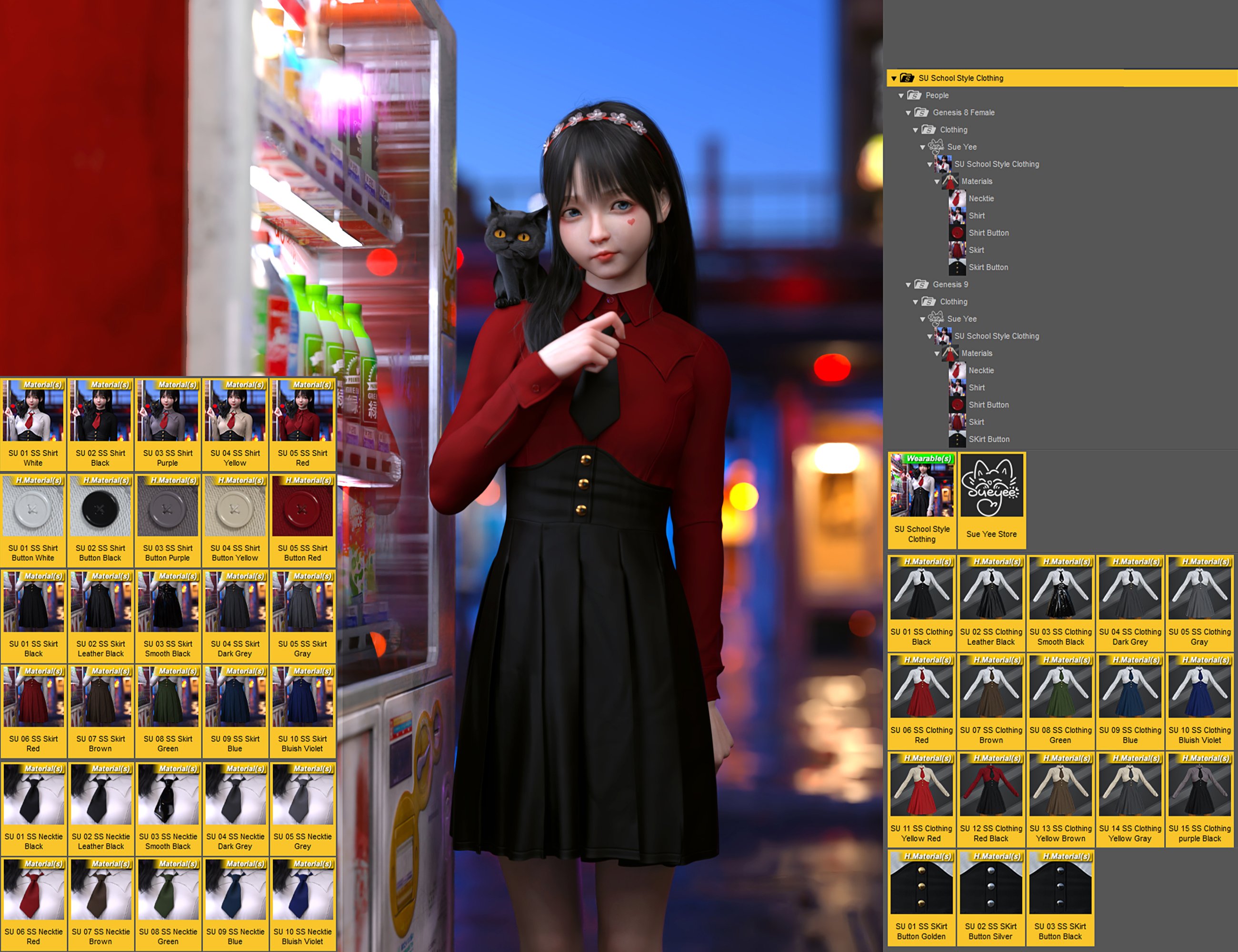 dForce SU School Style Clothing for Genesis 9, 8.1, and 8 Female | Daz 3D