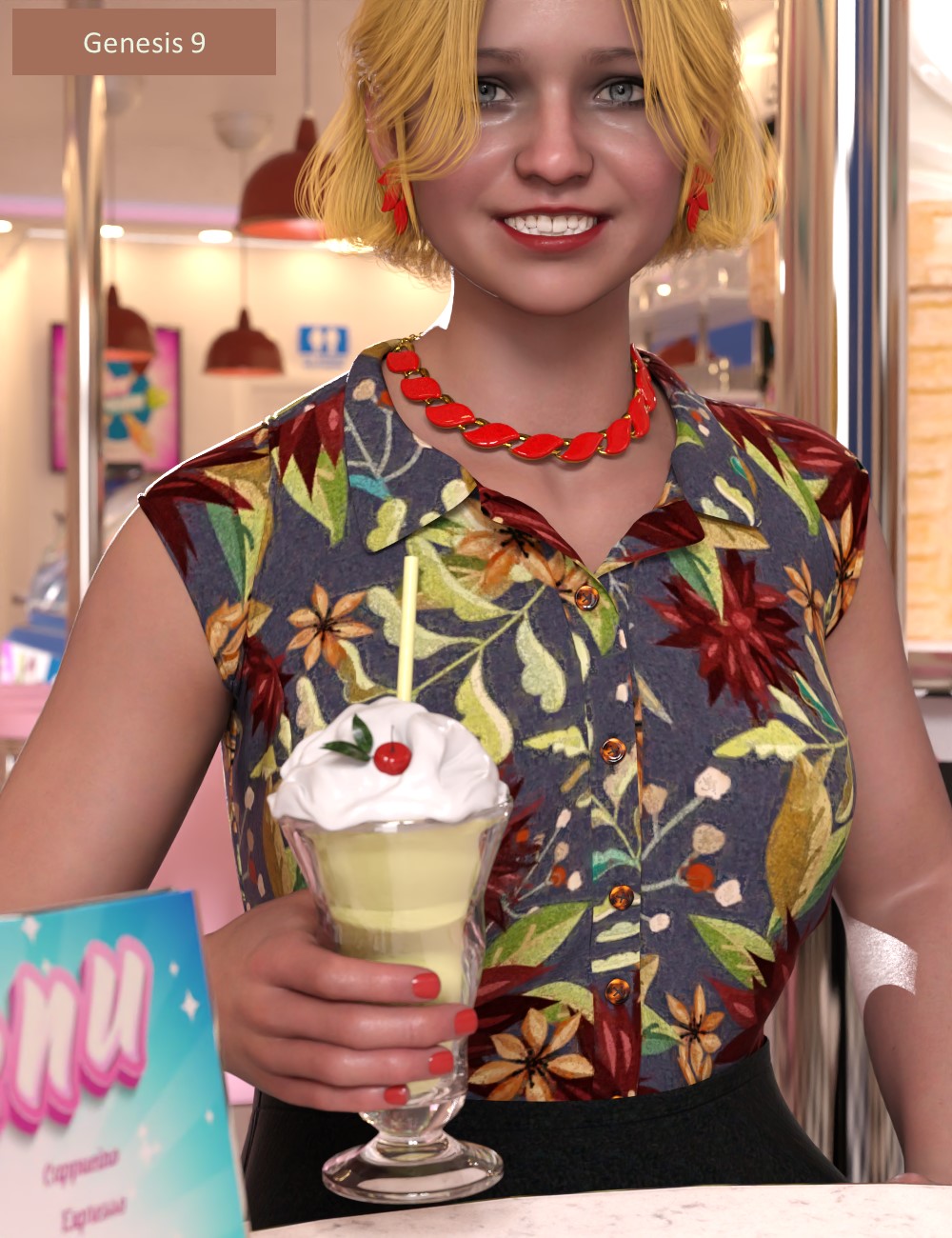 dForce 50s Daisy Outfit for Genesis 9 and 8 Female | Daz 3D