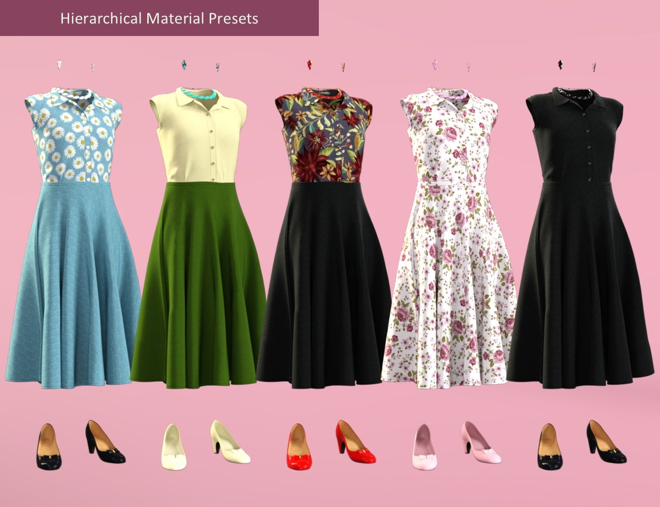 dForce 50s Daisy Outfit for Genesis 9 and 8 Female | Daz 3D