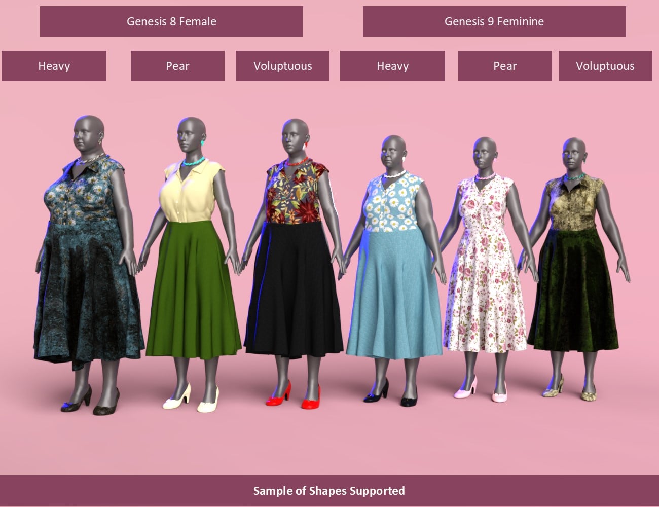dForce 50s Daisy Outfit for Genesis 9 and 8 Female | Daz 3D