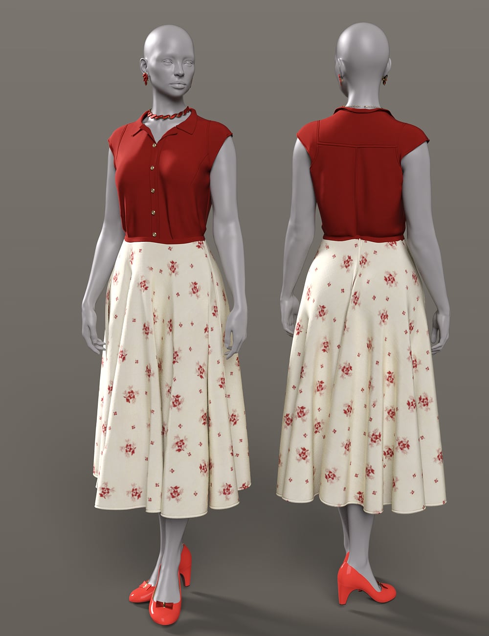 InStyle - dForce 50s Daisy Outfit Texture Add-On | Daz 3D