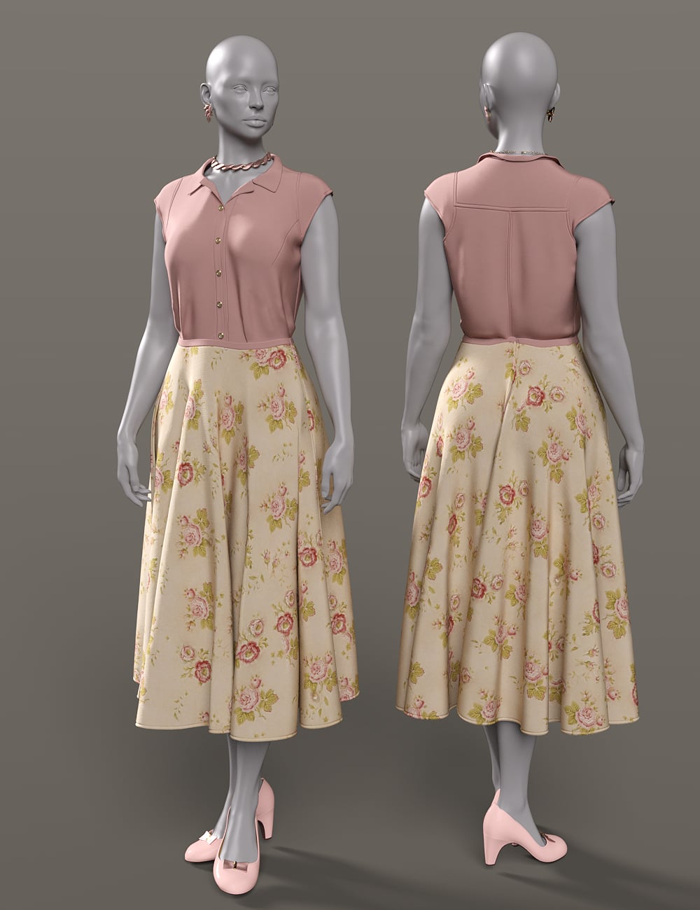 InStyle - dForce 50s Daisy Outfit Texture Add-On | Daz 3D
