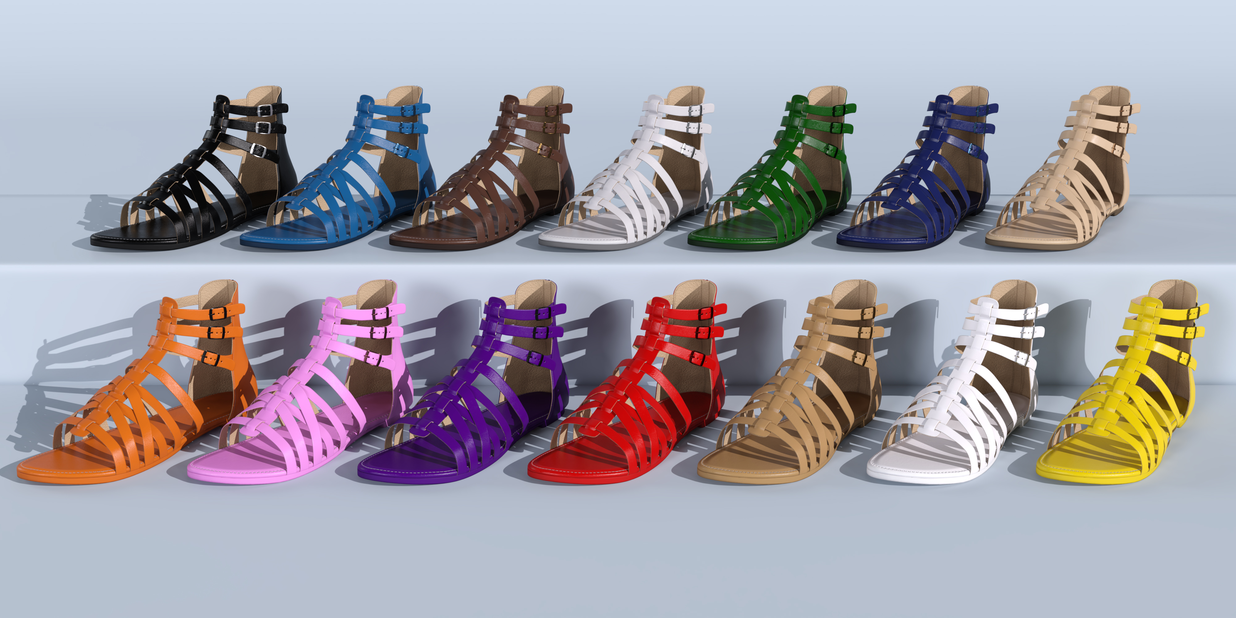 CW Hazel Gladiator Sandals For Genesis 9 and 8 Female | Daz 3D