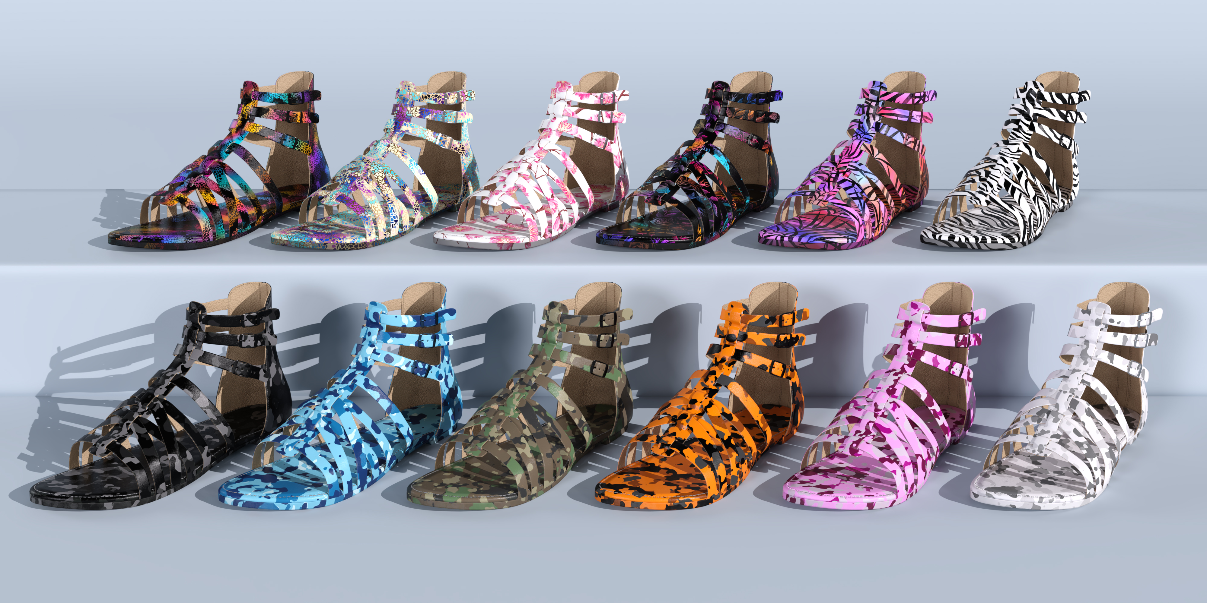 CW Hazel Gladiator Sandals For Genesis 9 and 8 Female | Daz 3D