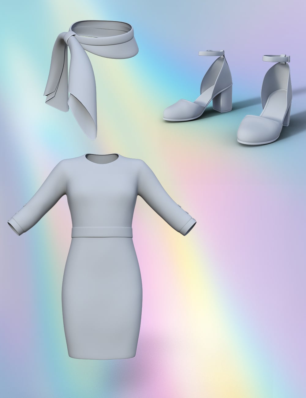 dForce Scarves Bussiness Dress Outfit for Genesis 9 | Daz 3D