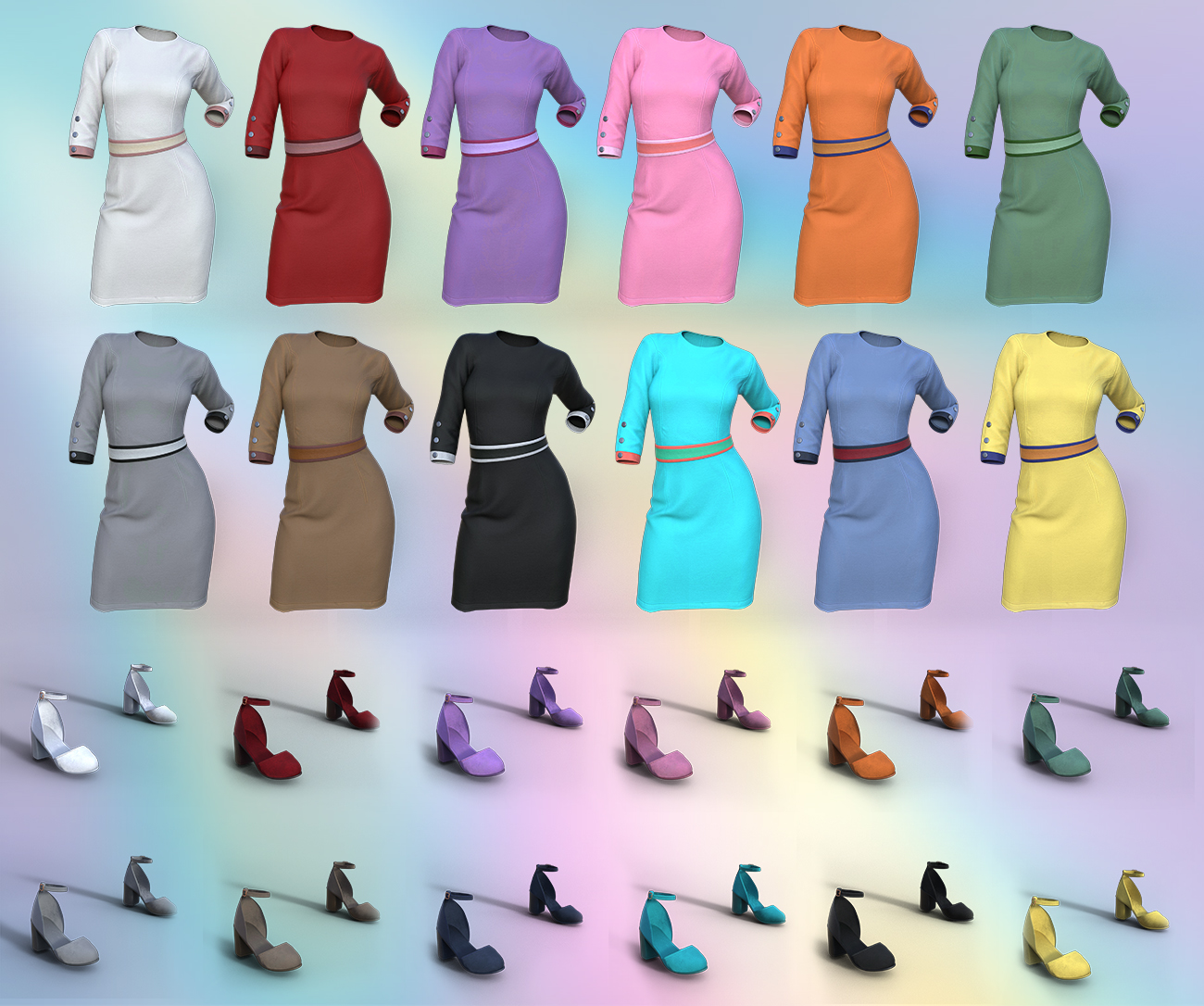 dForce Scarves Bussiness Dress Outfit for Genesis 9 | Daz 3D