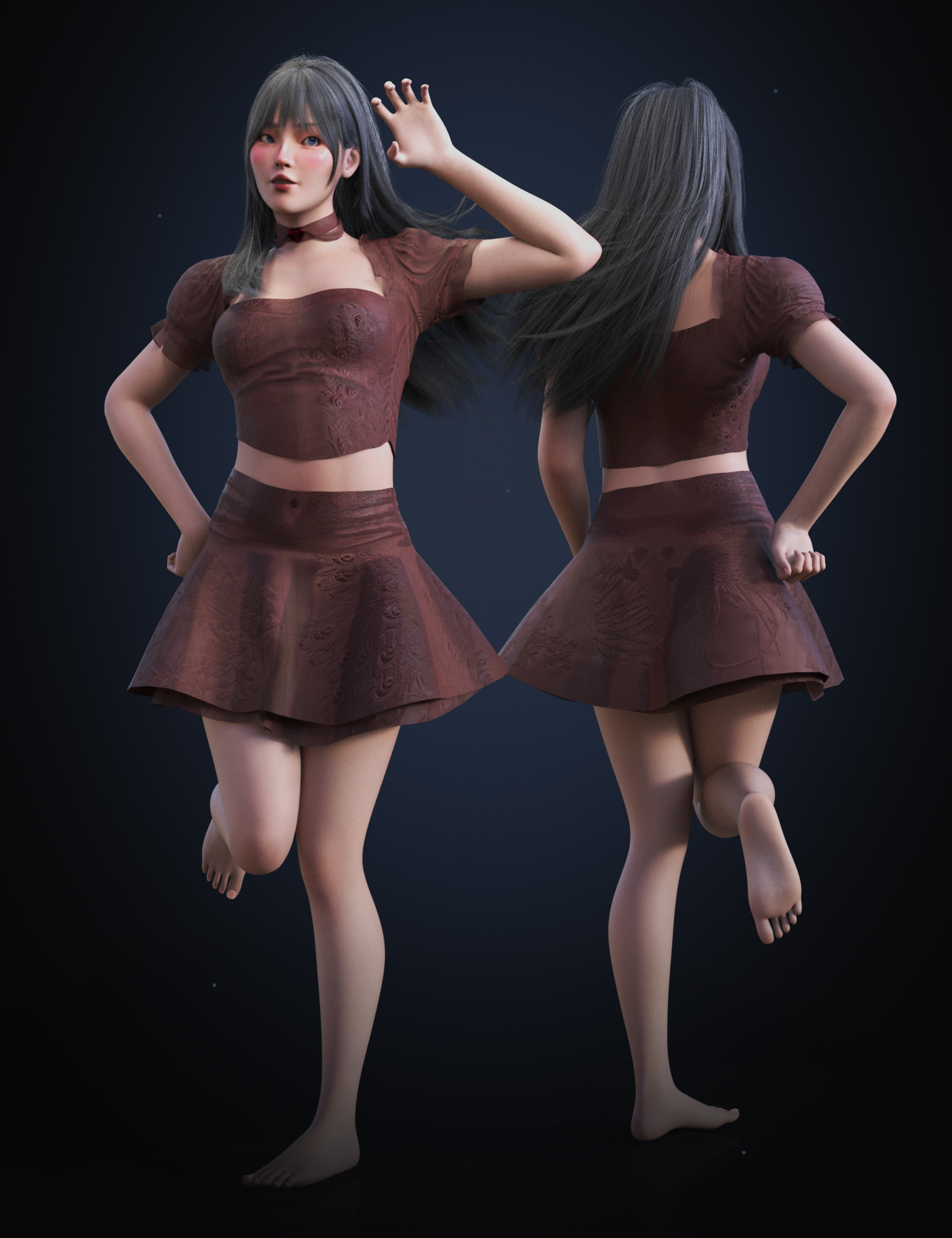 dForce LA Pom Pom Outfit for Female Genesis 9 and 8 | Daz 3D