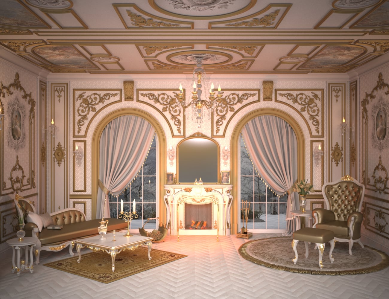 Rococo Room Texture Set Black and White | Daz 3D