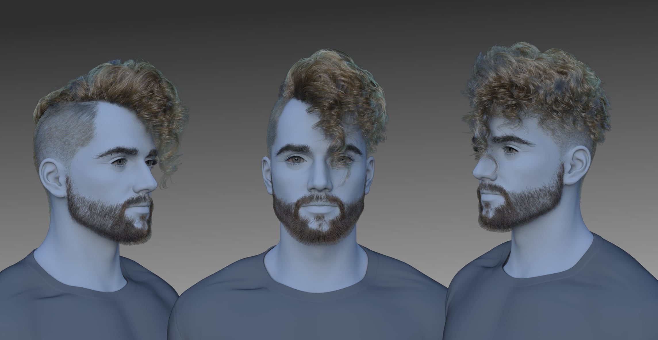 dForce Gustave Top Curls and Beard For Genesis 9 ⋆ Freebies Daz 3D
