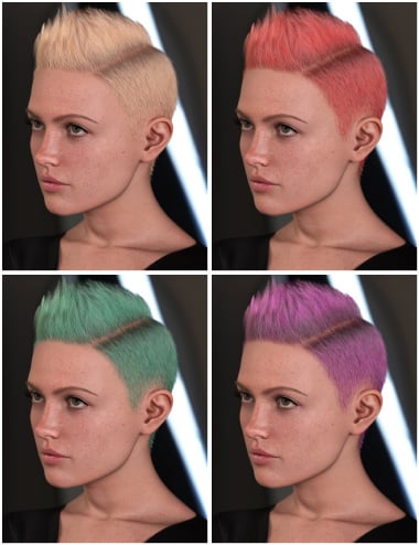 dForce Strand-Based Rock Style Pixie Cut Hair Color Expansion | Daz 3D