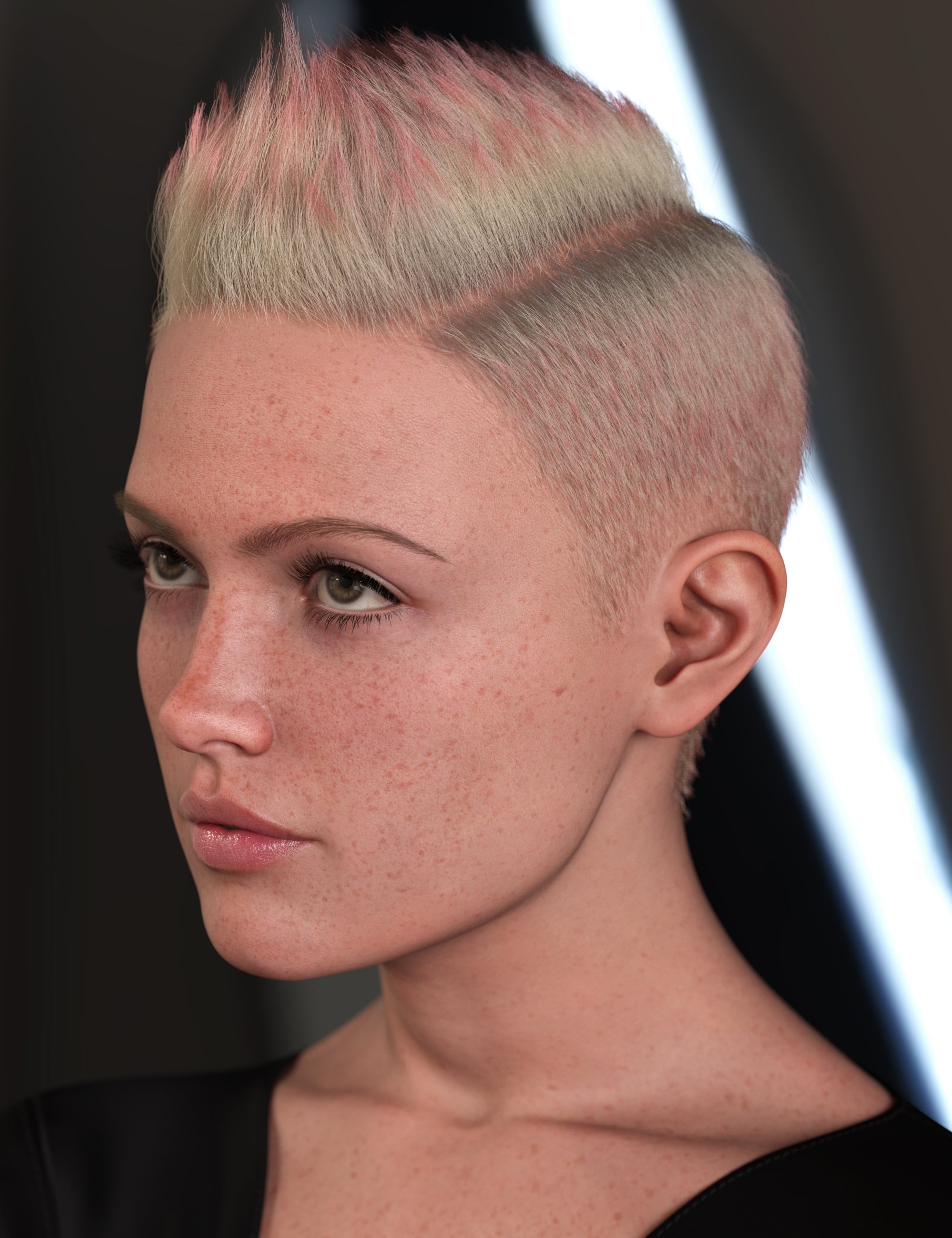 dForce Strand-Based Rock Style Pixie Cut Hair Color Expansion | Daz 3D