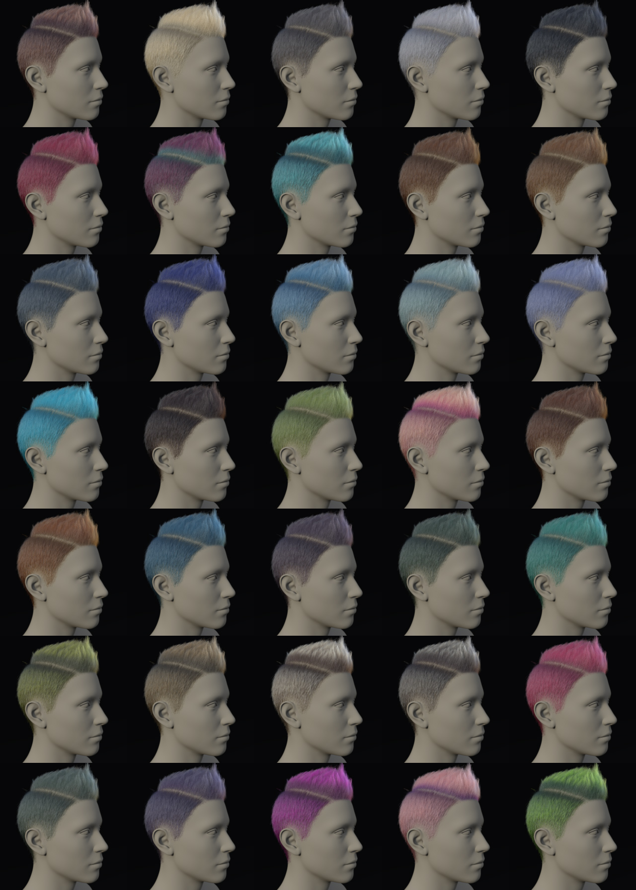 dForce Strand-Based Rock Style Pixie Cut Hair Color Expansion | Daz 3D