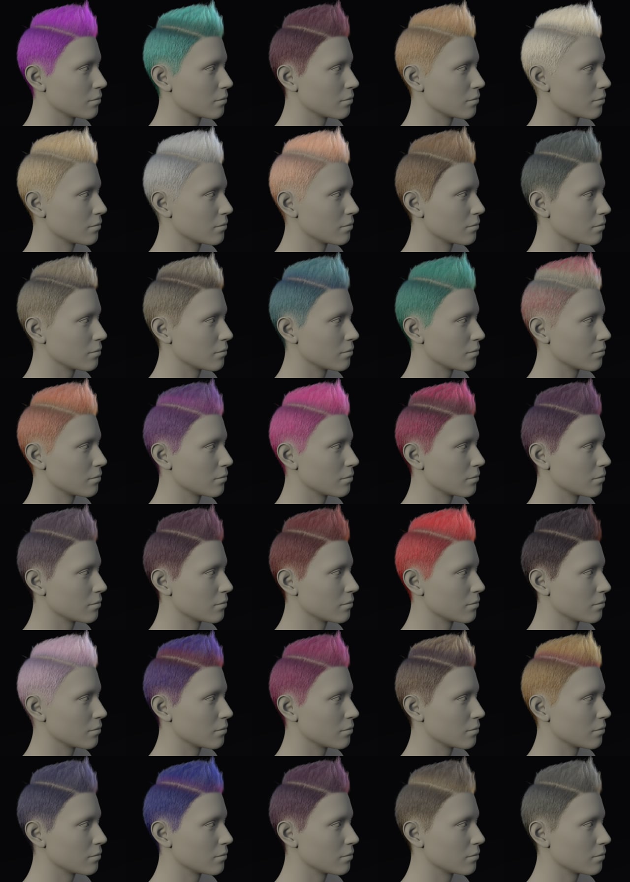 dForce Strand-Based Rock Style Pixie Cut Hair Color Expansion | Daz 3D