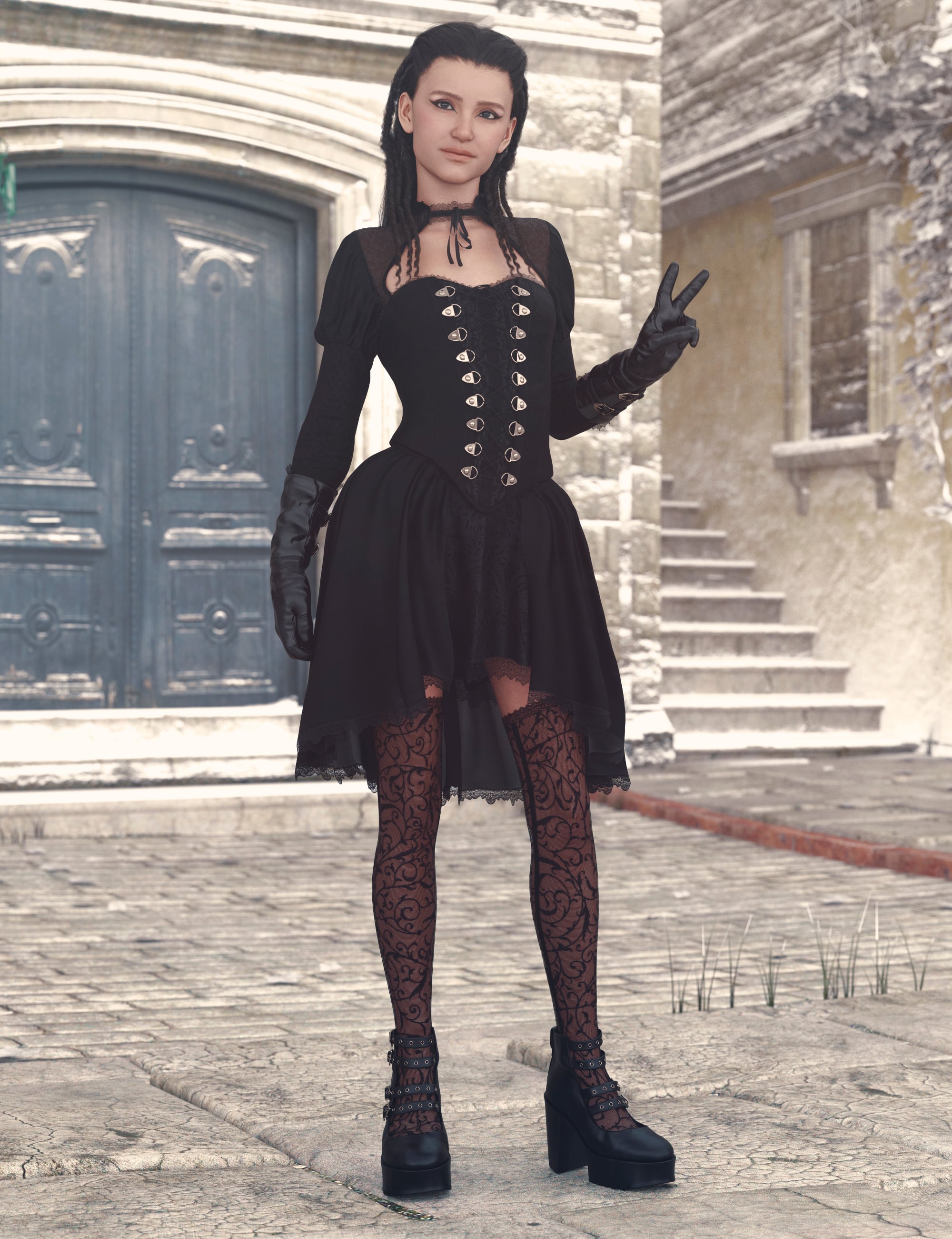 dForce Gothic Style Outfit for Genesis 9 | Daz 3D
