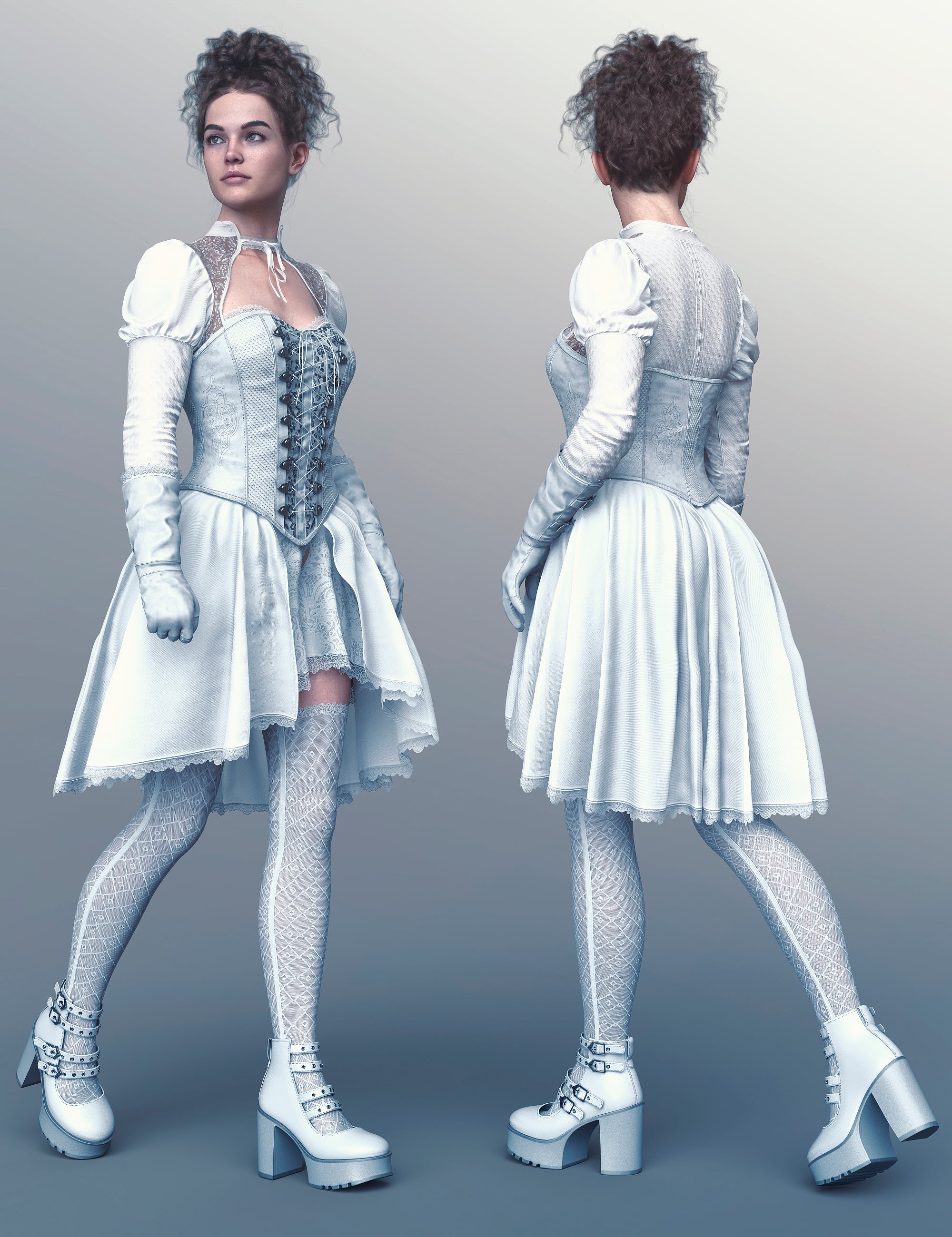 dForce Gothic Style Outfit for Genesis 9 Texture Add-On | Daz 3D