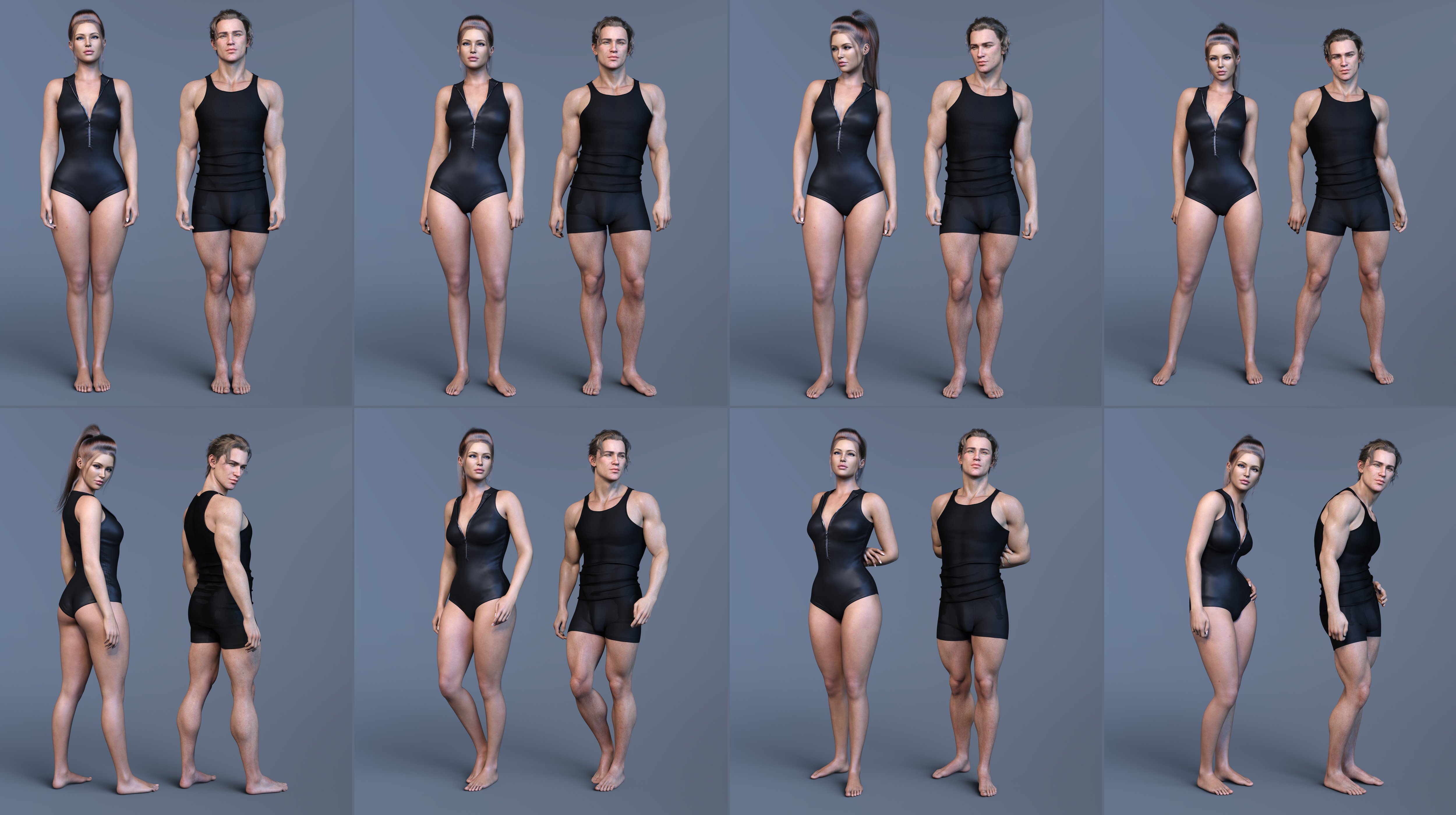 Z Unisex Standing Pose Mega Set for Genesis 9 and 8 Male and Female | Daz 3D