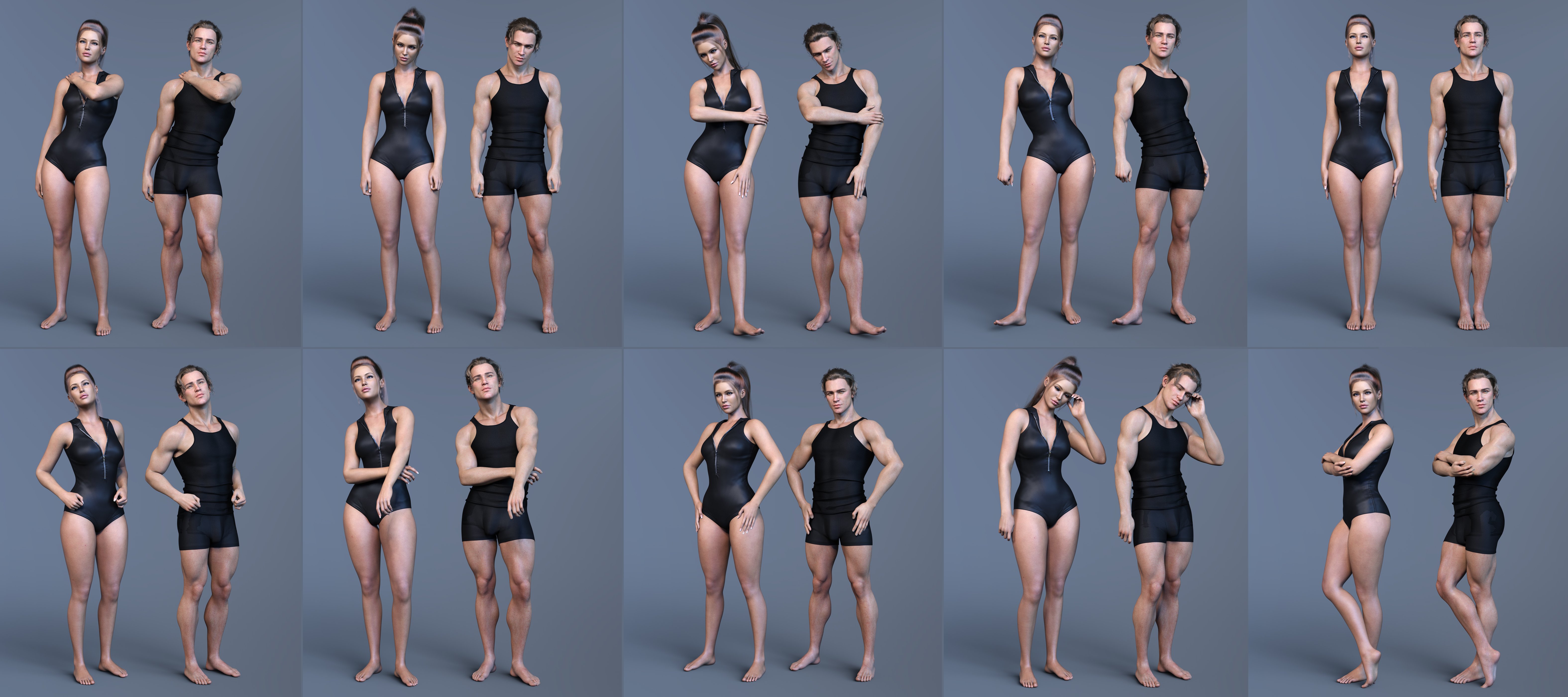 Z Unisex Standing Pose Mega Set for Genesis 9 and 8 Male and Female | Daz 3D