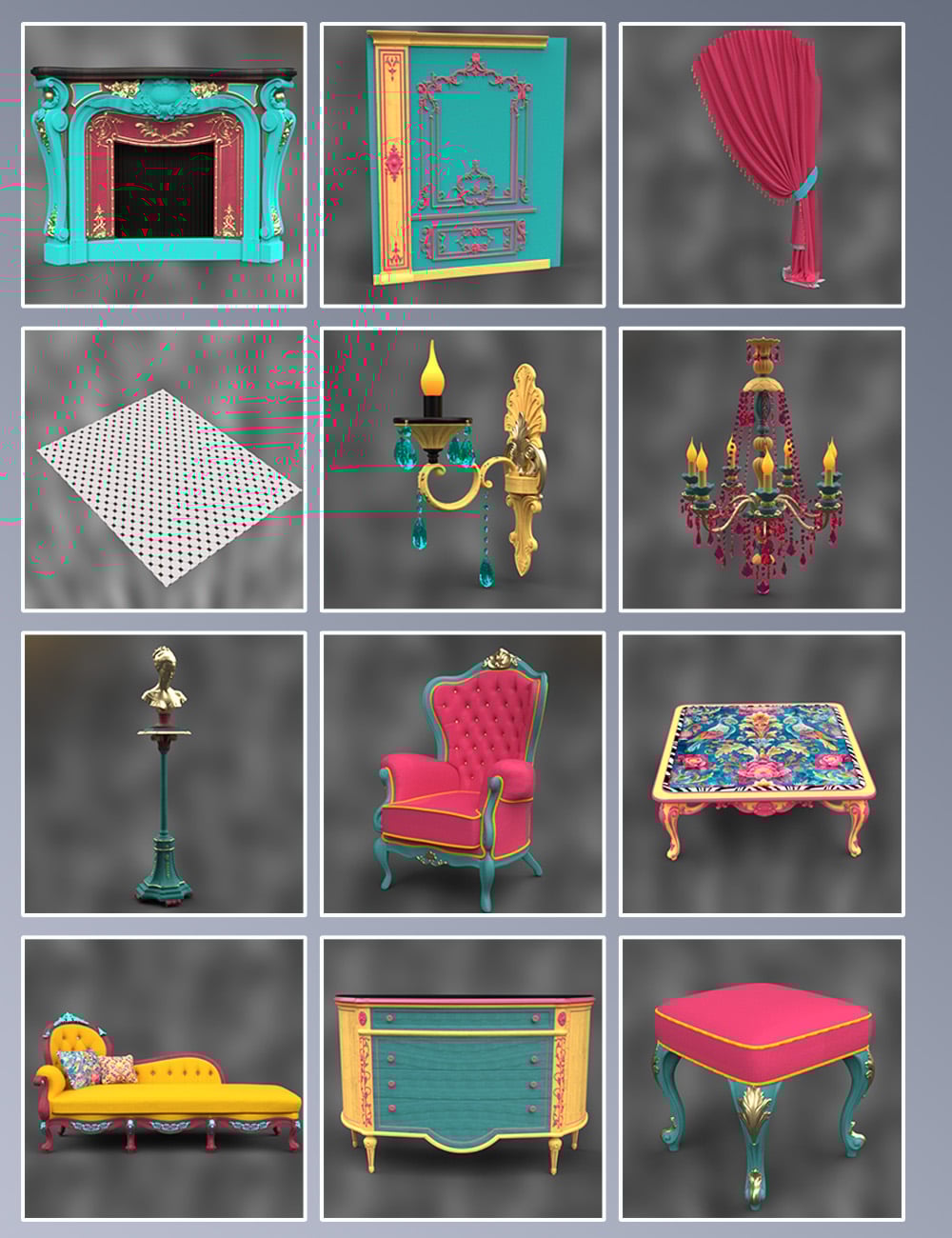 Rococo Room Pop Collection Texture Set | Daz 3D