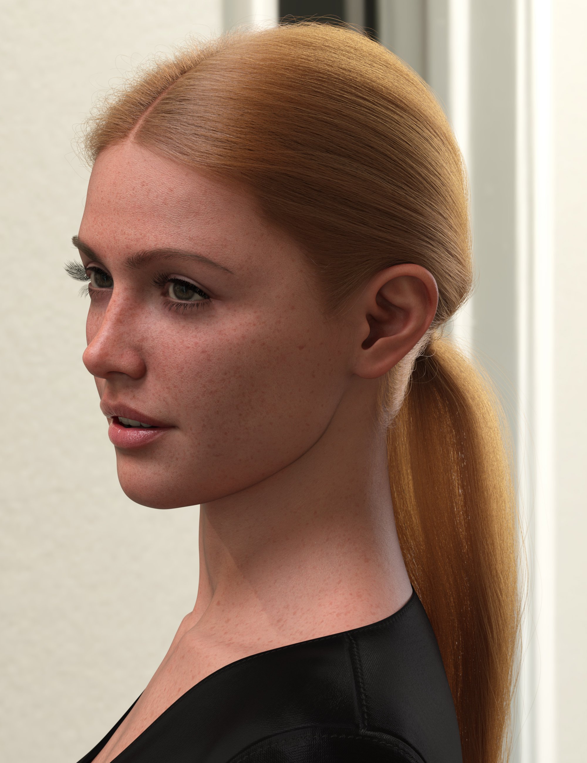 dForce Strand-Based Middle Parting Low Ponytail Hair for Genesis 9 ⋆ ...