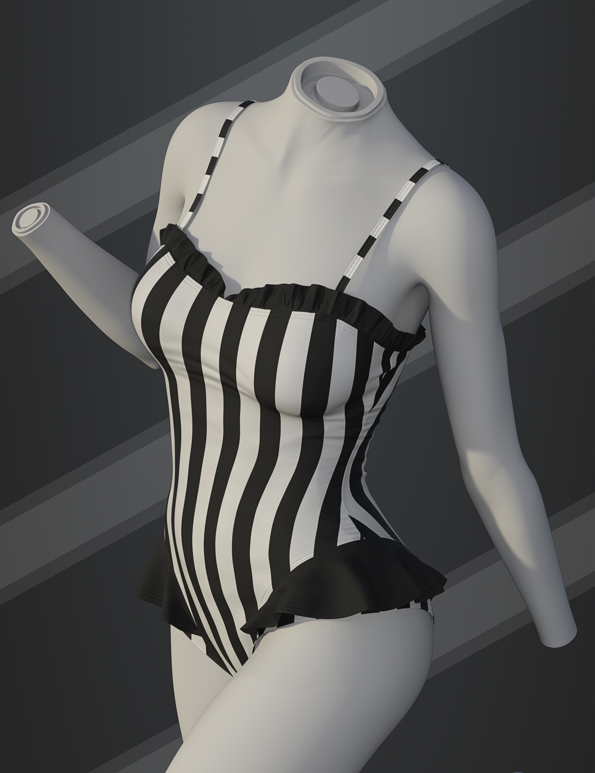 dForce SU Striped Swimsuit for Genesis 9, 8.1, and 8 Female | Daz 3D