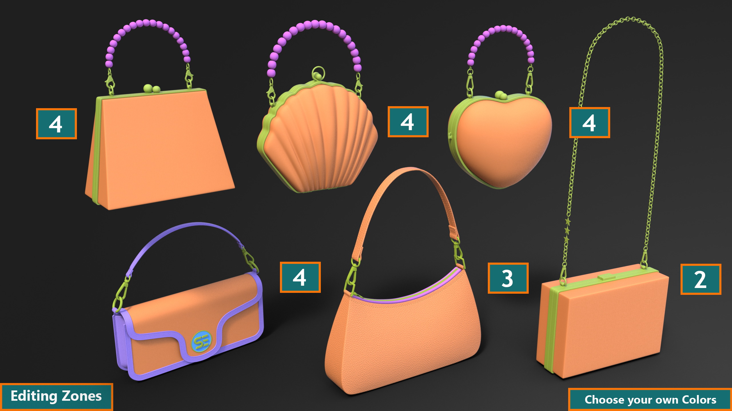 SE Collection of French Bags for Genesis 9 | Daz 3D