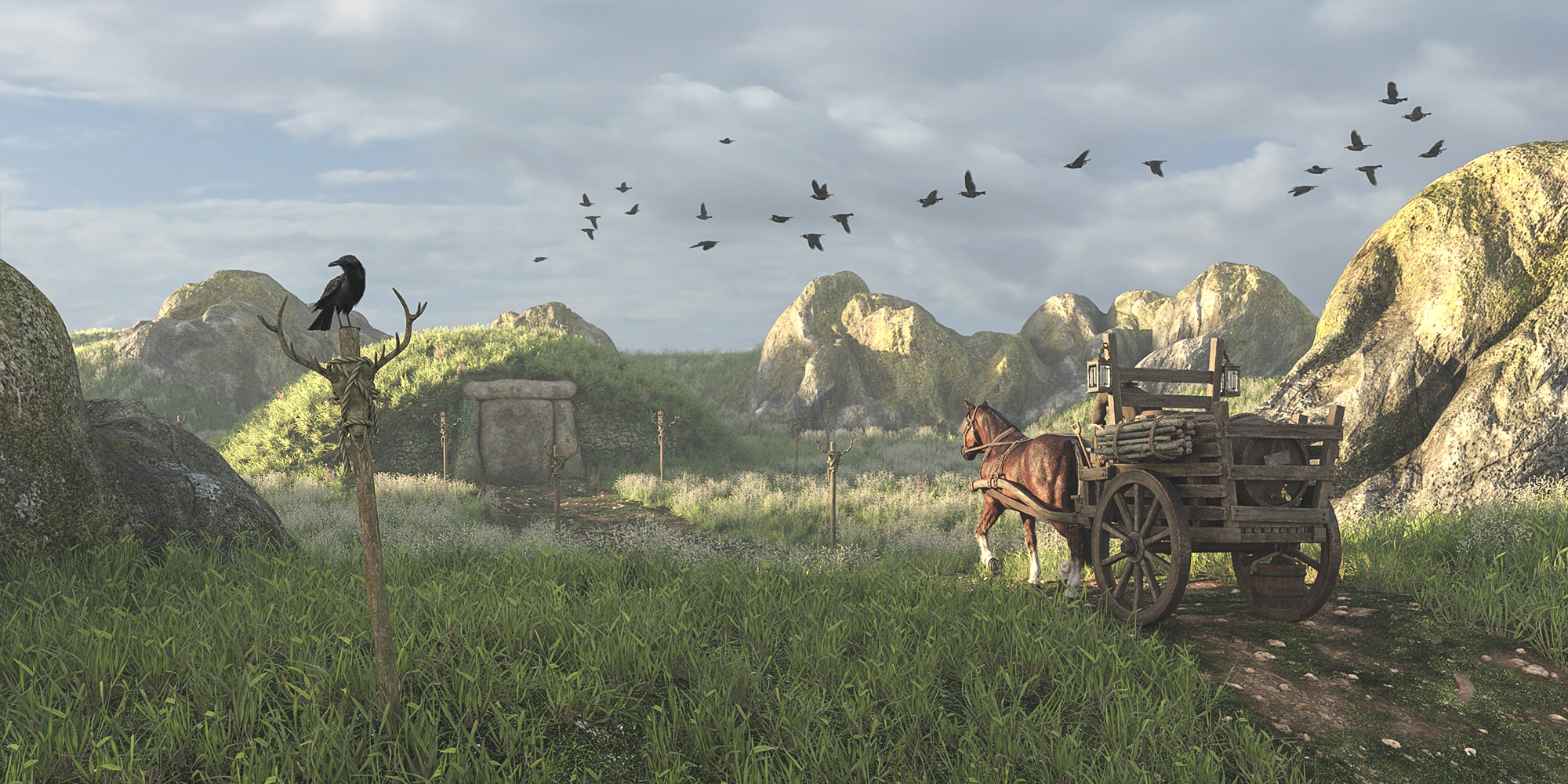 Round Barrow for Simple Grasslands Expanse | Daz 3D