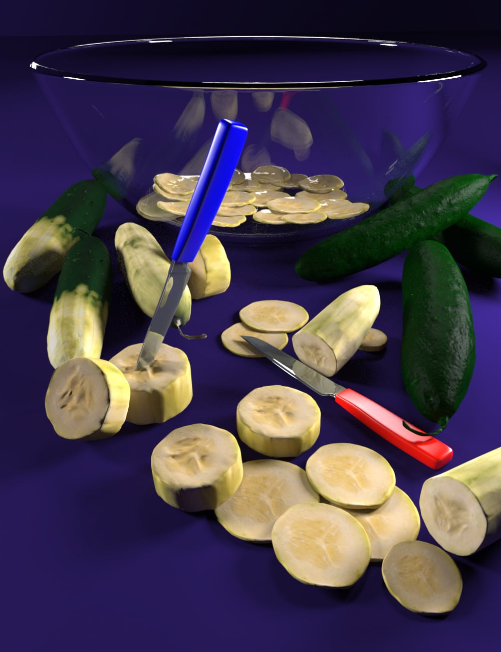Cutting Cucumbers Props and Poses for Genesis 9 | Daz 3D