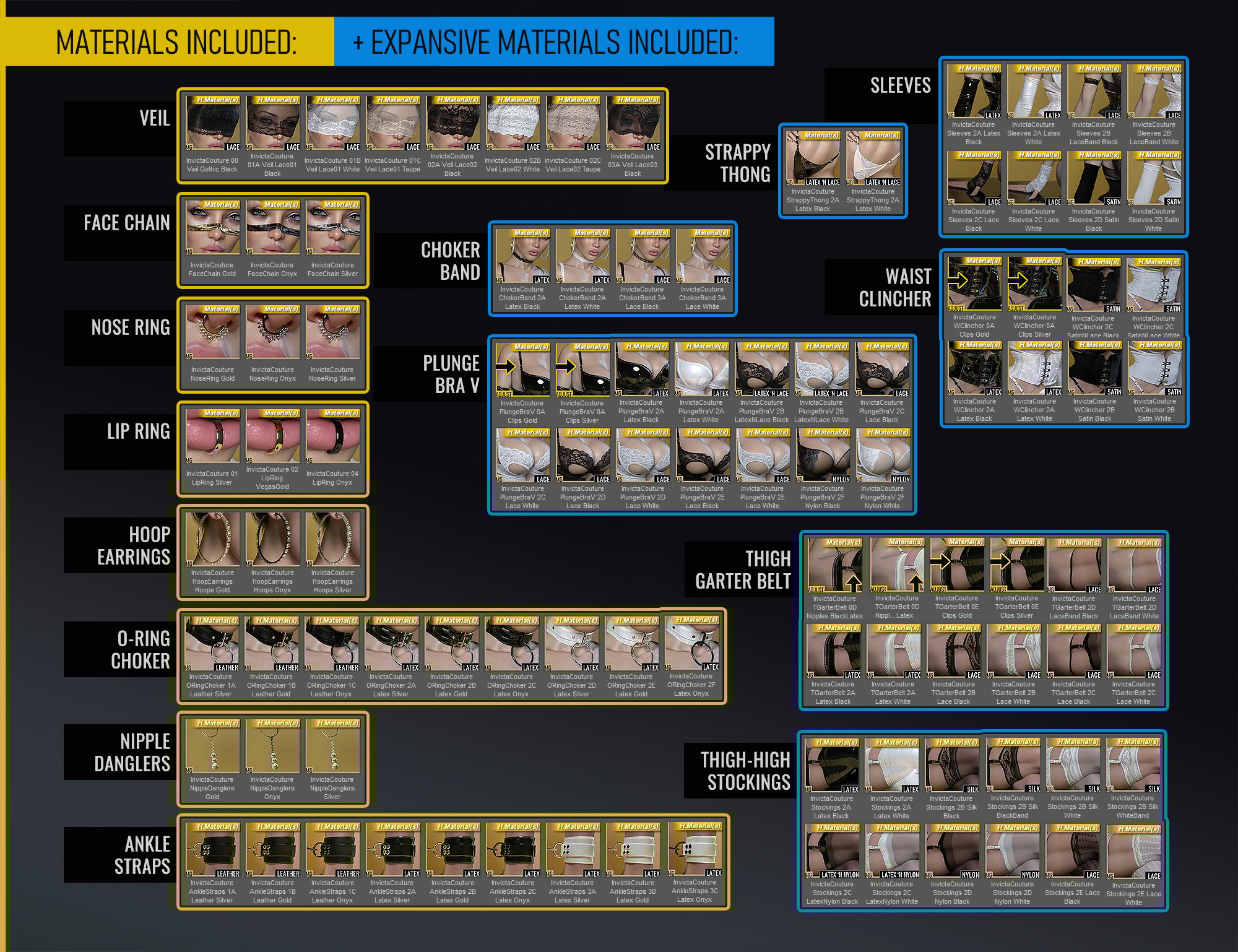 Midnight Gold for Invicta Couture Lingerie Set | Daz 3D