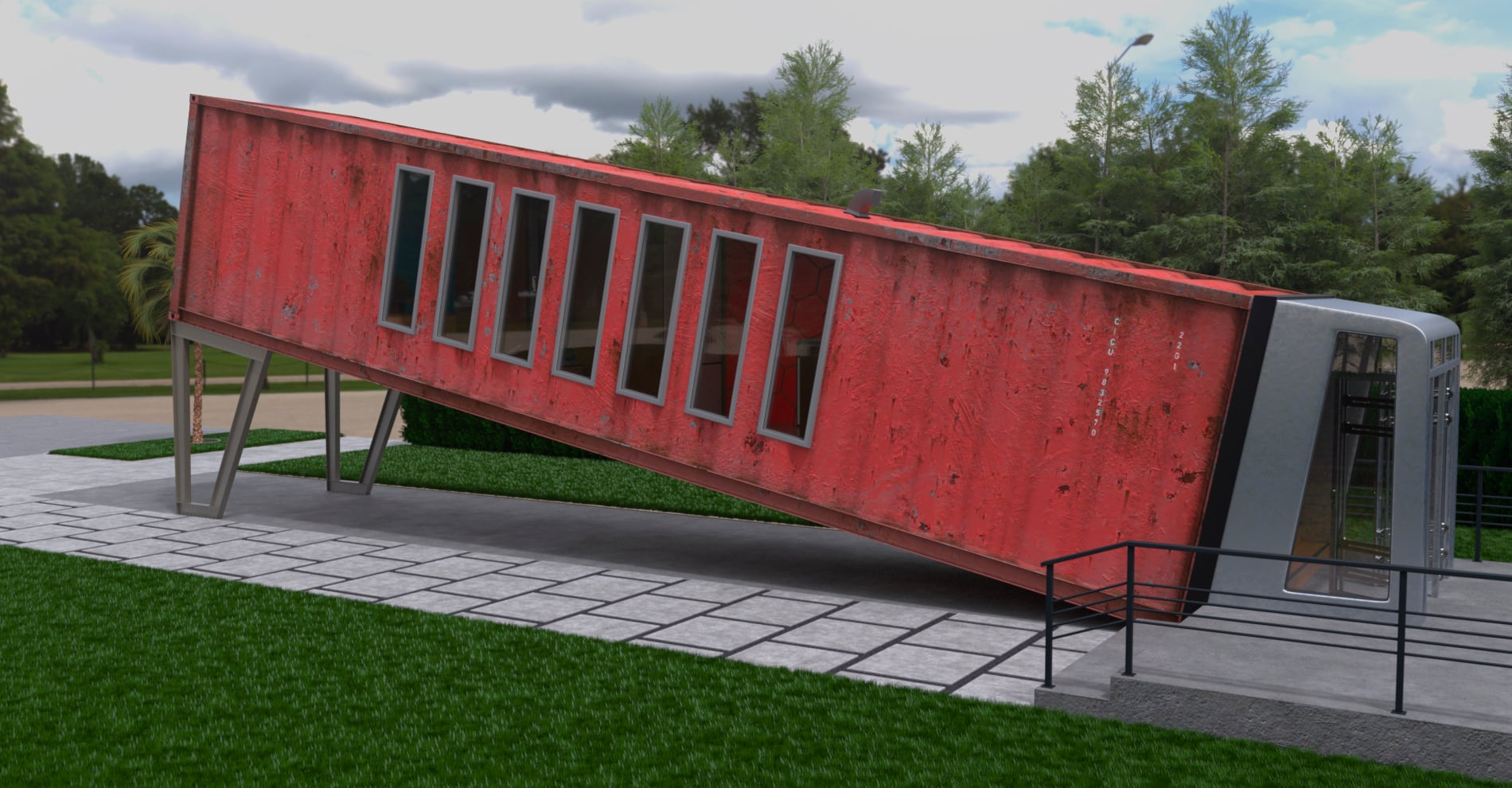 Evergreen Container House | Daz 3D
