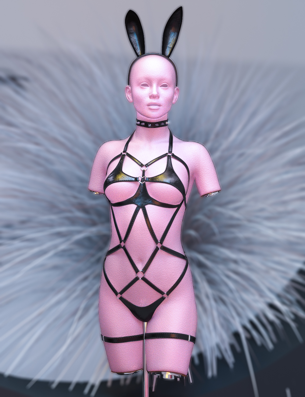 Sexy Leather Bunny Outfit for Genesis 9 and Genesis 9 Toon | Daz 3D
