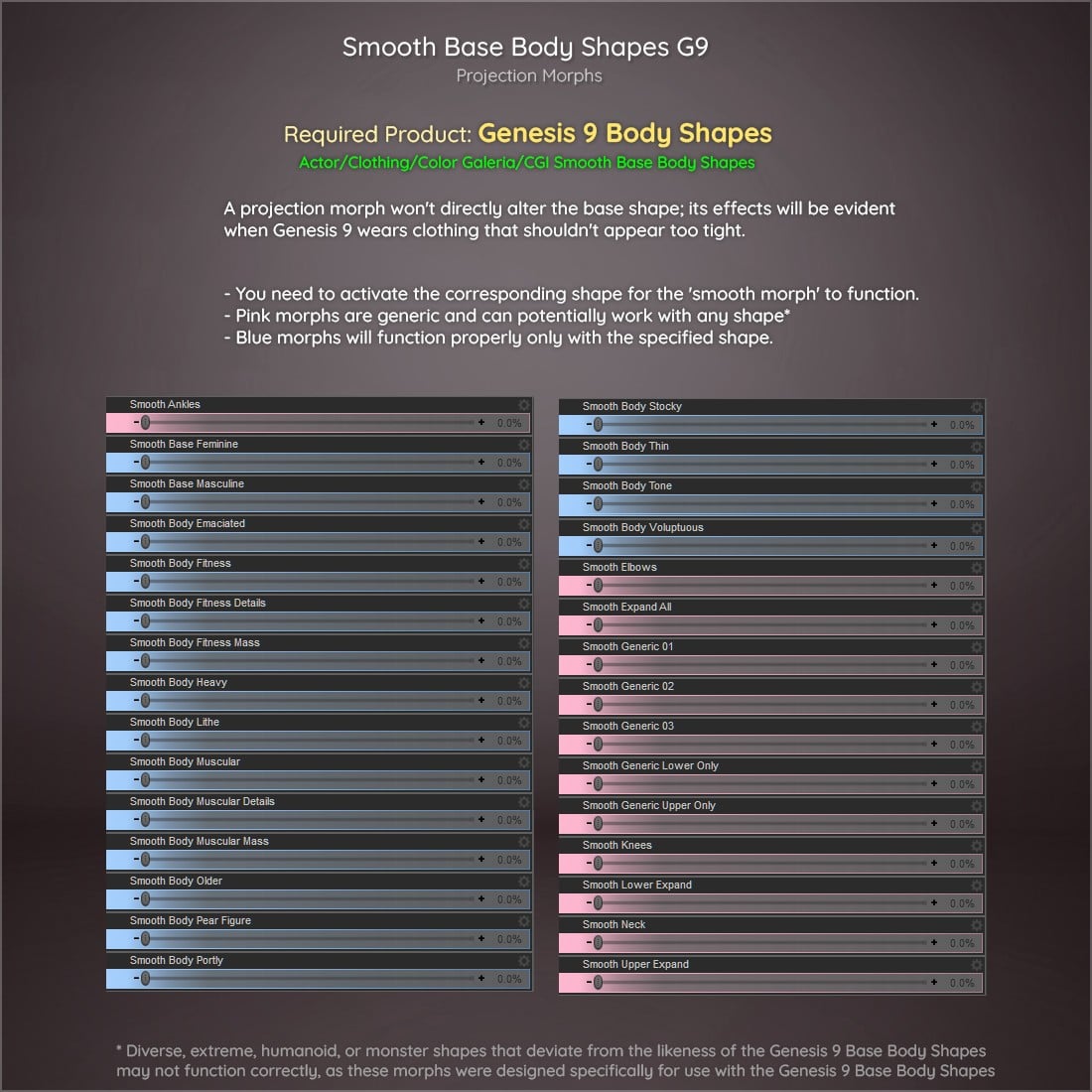 CGI Smooth Base Body Shapes for Genesis 9 | Daz 3D