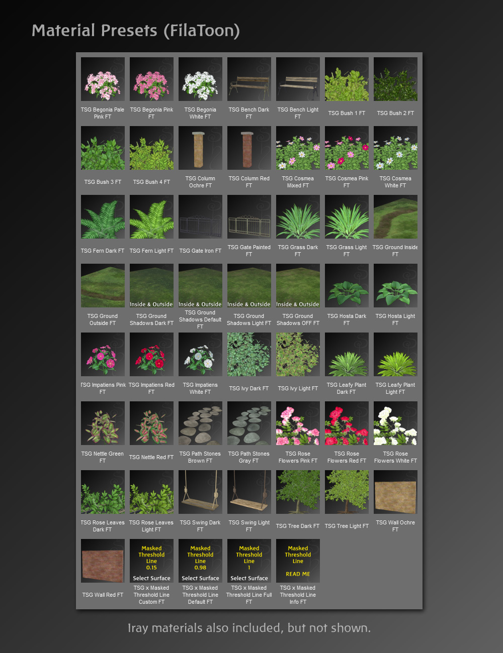 Tree Swing Garden - FilaToon and Iray | Daz 3D