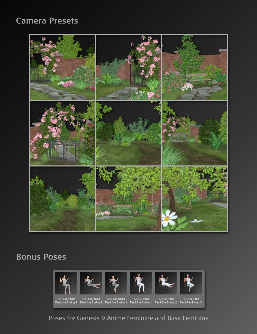 Tree Swing Garden - FilaToon and Iray | Daz 3D