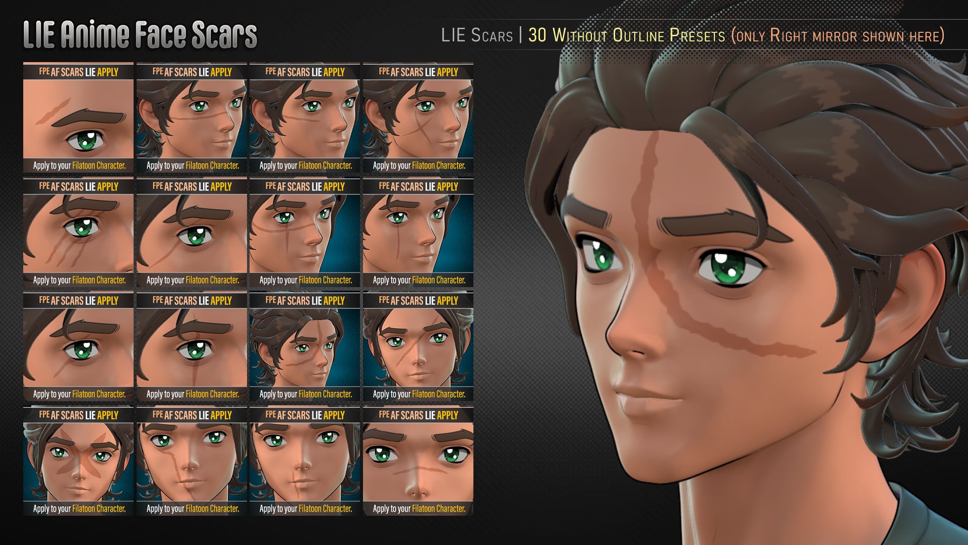 FPE Anime LIE Face Scars for Genesis 9 | Daz 3D