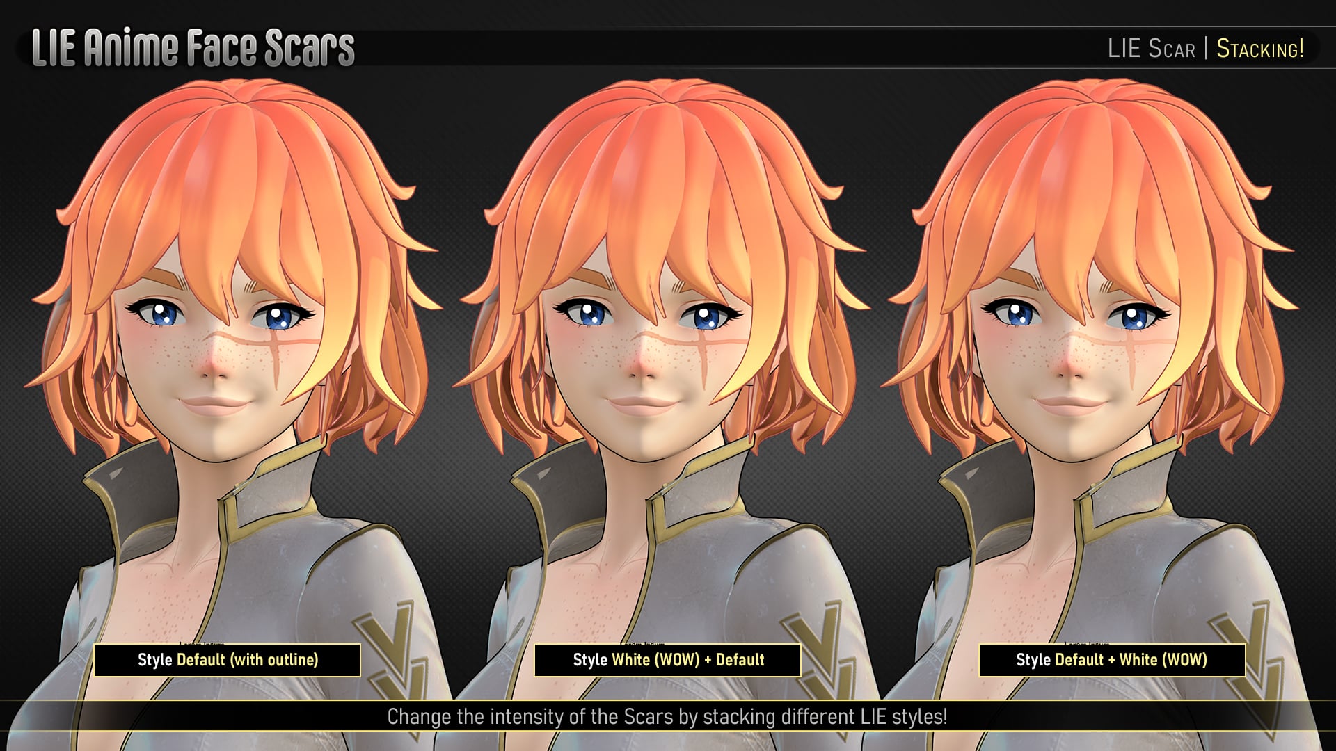FPE Anime LIE Face Scars for Genesis 9 | Daz 3D