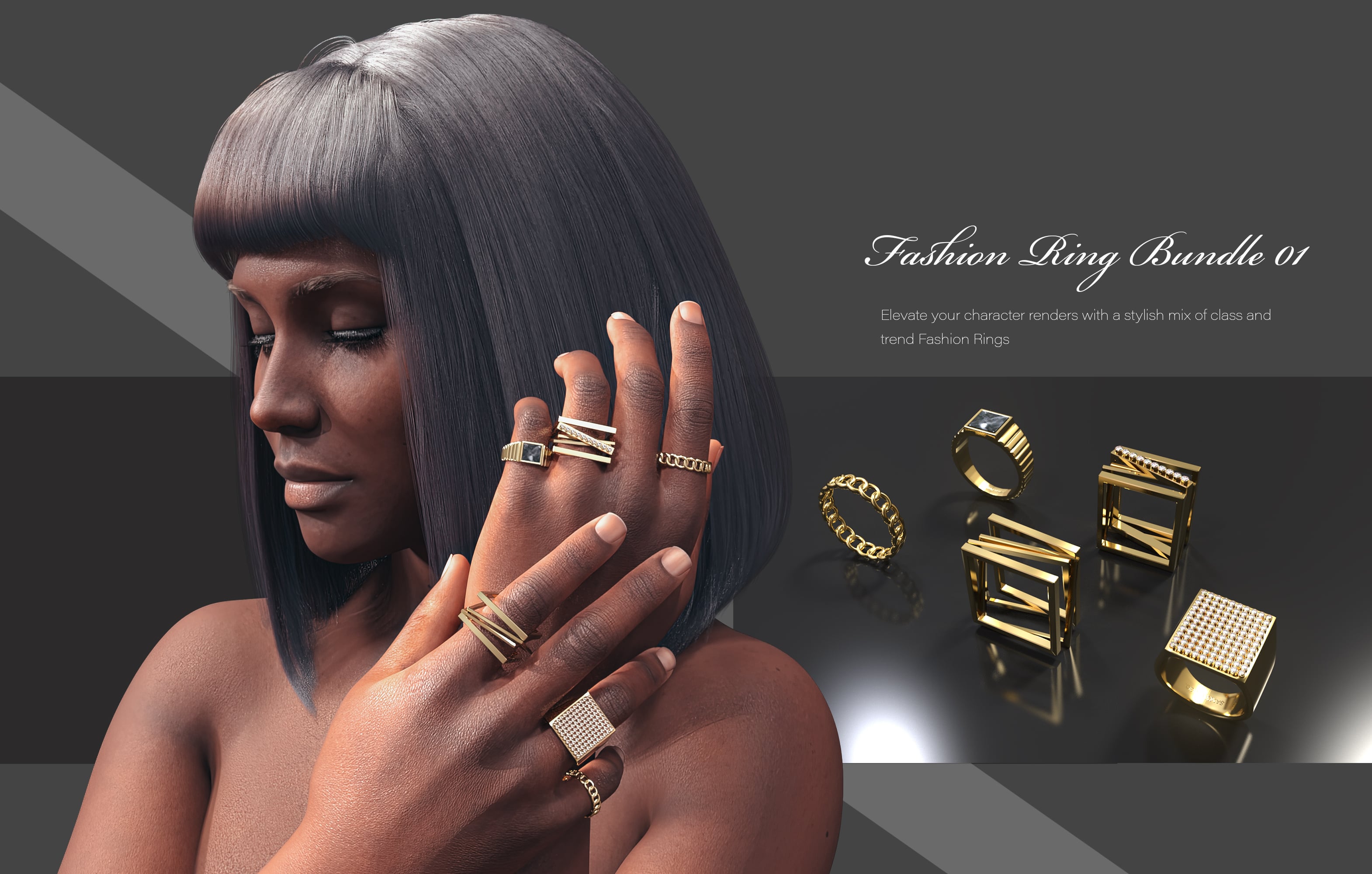 Fashion Ring Bundle 01 | Daz 3D