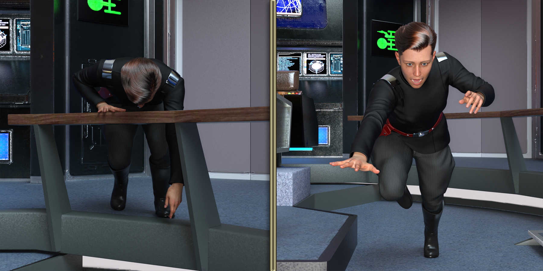 Stumbling Poses for Genesis 9 and TOS Bridge | Daz 3D