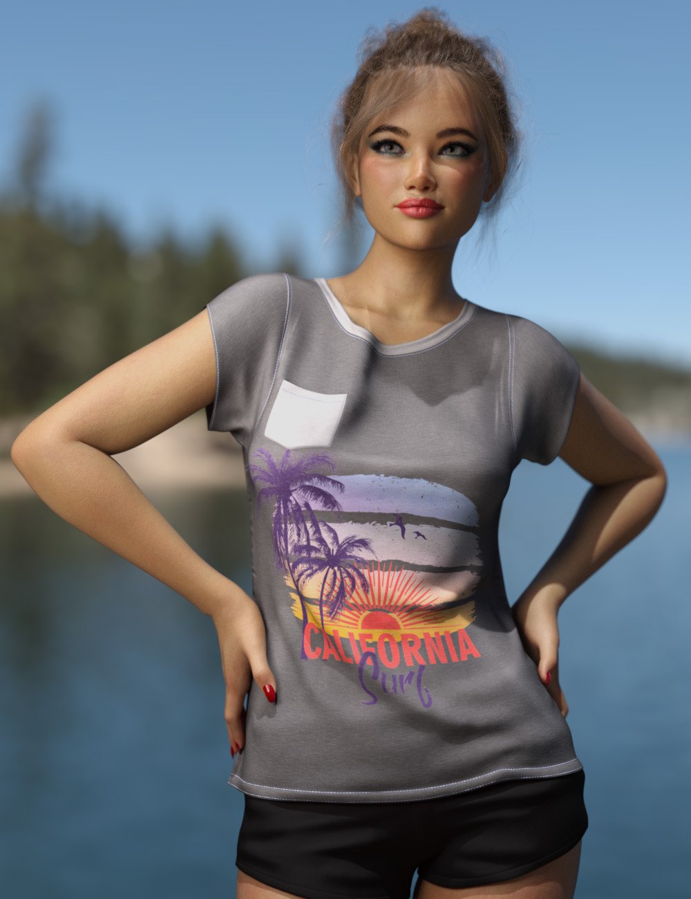 dForce Basic Pocket Tee for Genesis 9 | Daz 3D