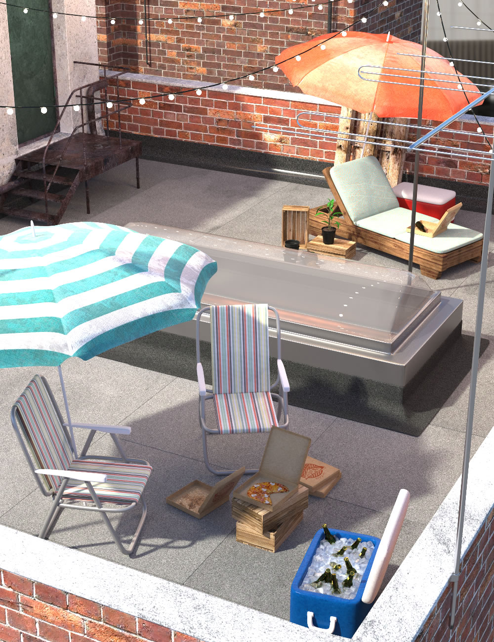Rooftop Humble Props | Daz 3D