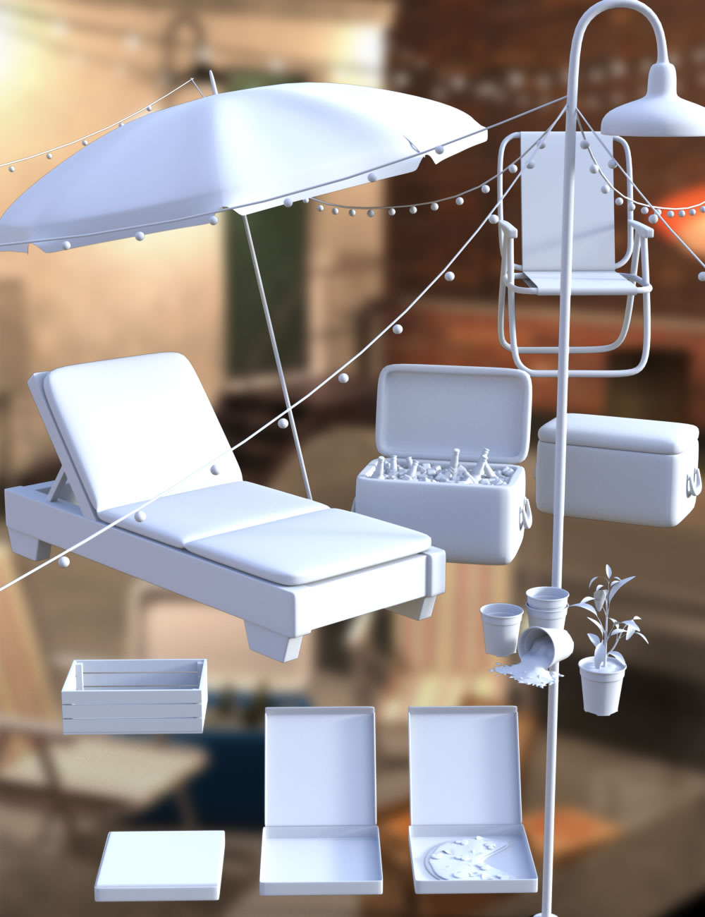 Rooftop Humble Props | Daz 3D