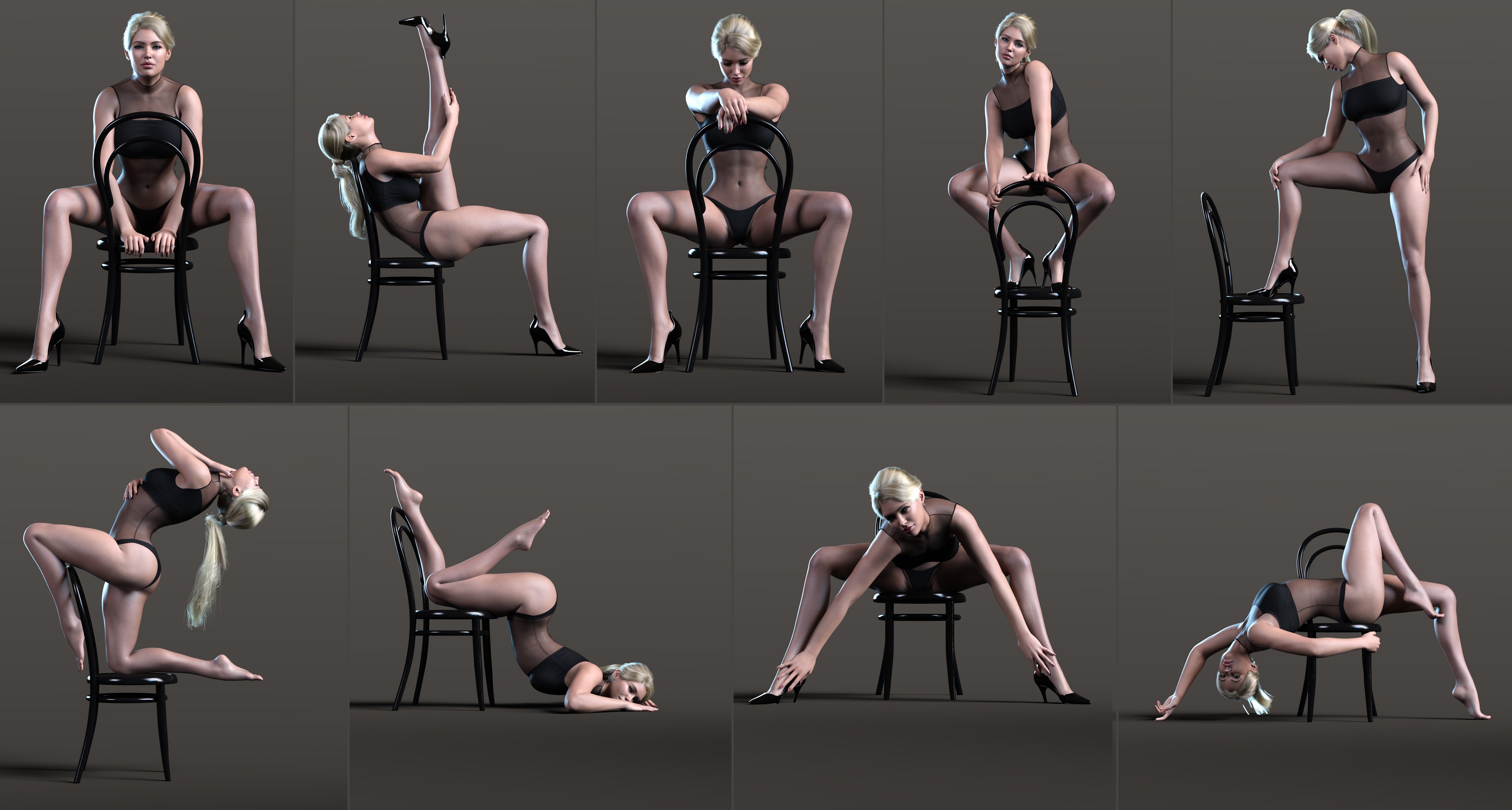 Z Bold Attraction Chair Prop and Poses for Genesis 9 and 8 Female | Daz 3D