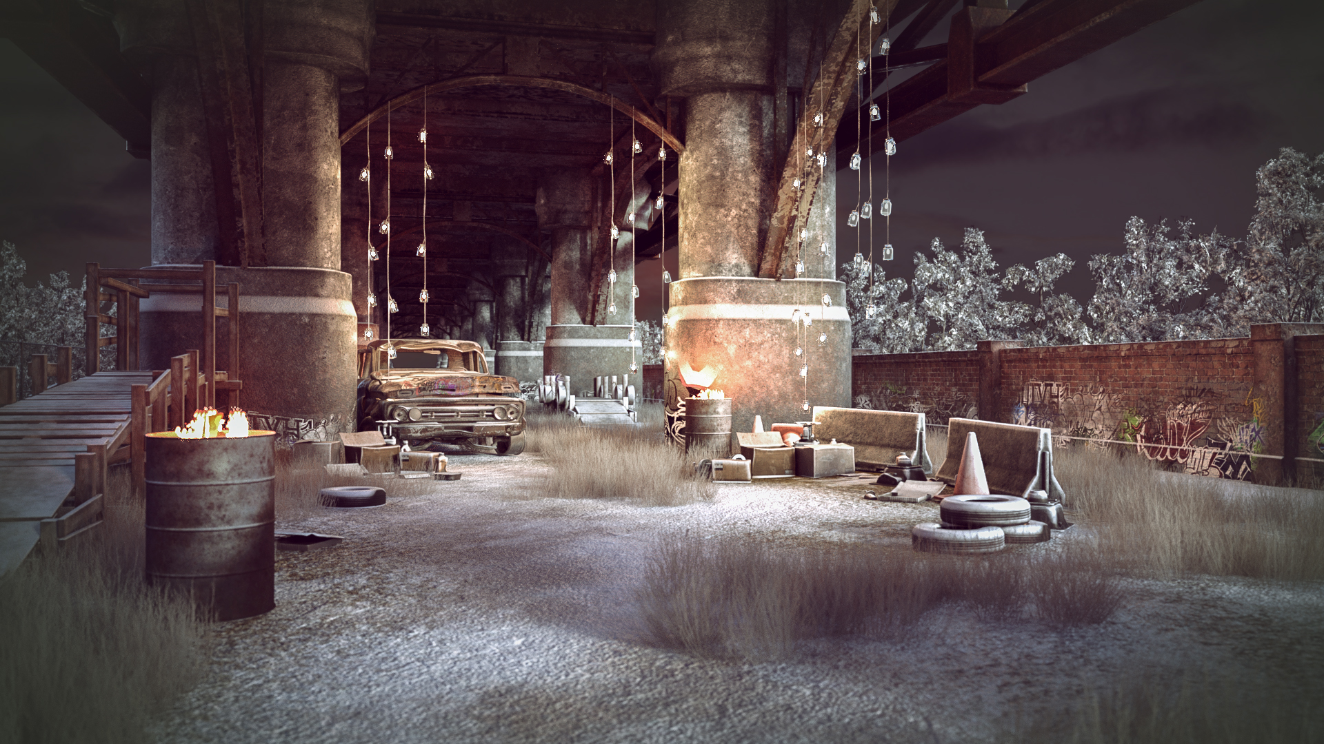 Under Bridge Hiding Ground | Daz 3D