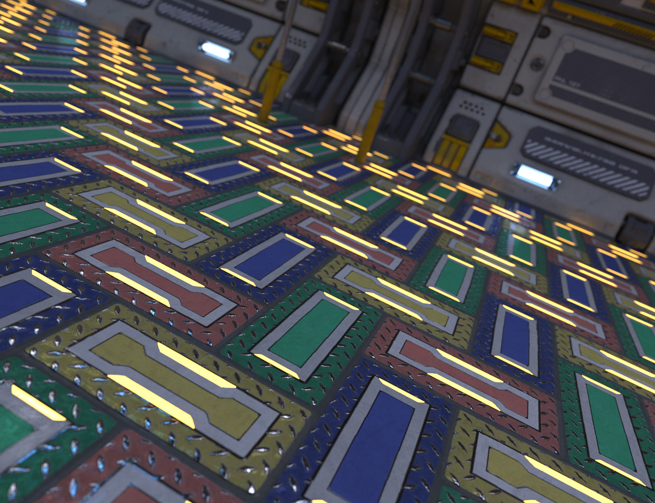 Herringbone Sci-Fi Flooring Iray Shaders | Daz 3D